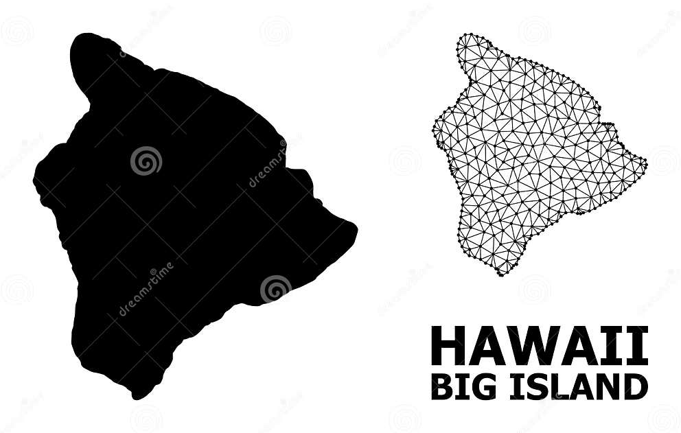 Solid and Network Map of Hawaii Big Island Stock Vector - Illustration ...