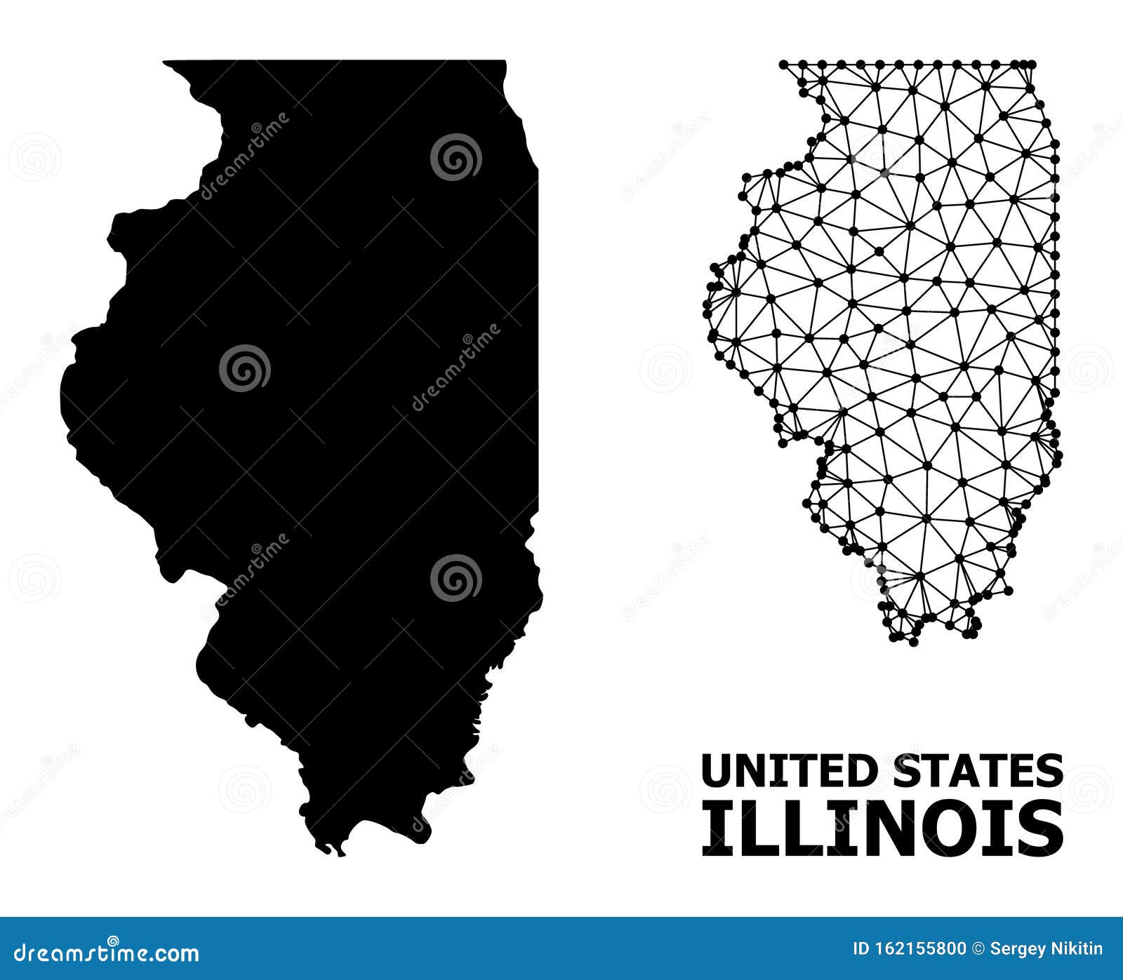 Solid and Network Map of Illinois State Stock Vector - Illustration of ...