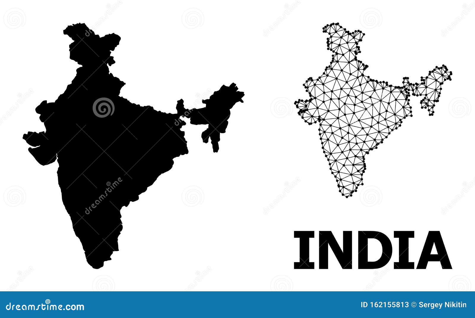 Solid and Network Map of India Stock Vector - Illustration of ...