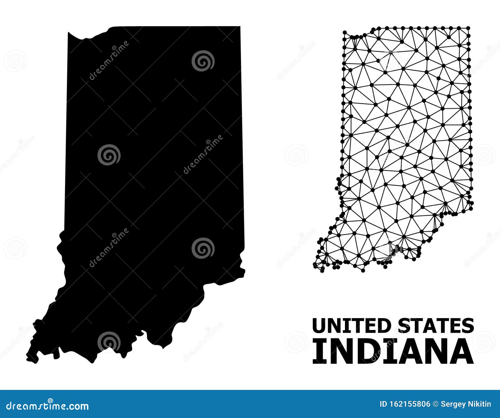 Solid and Network Map of Indiana State Stock Vector - Illustration of ...