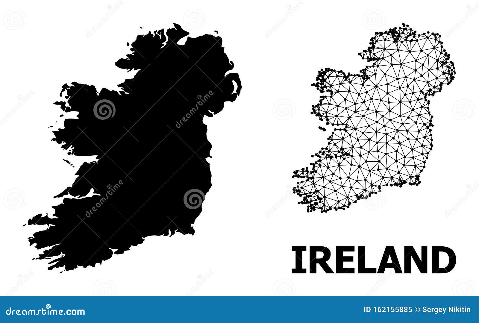 Solid and Network Map of Ireland Island Stock Vector - Illustration of ...