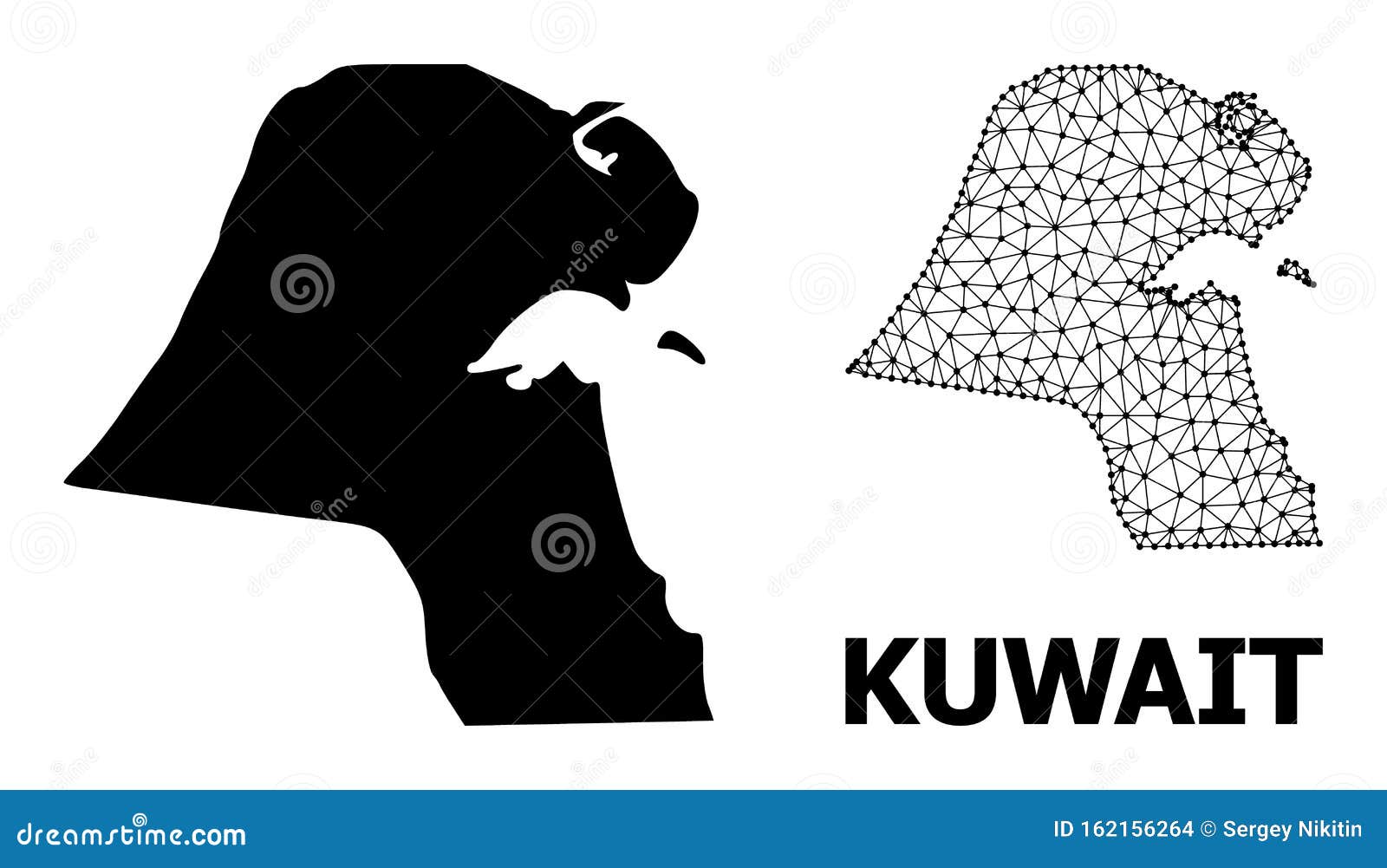 Solid and Network Map of Kuwait Stock Vector - Illustration of ...