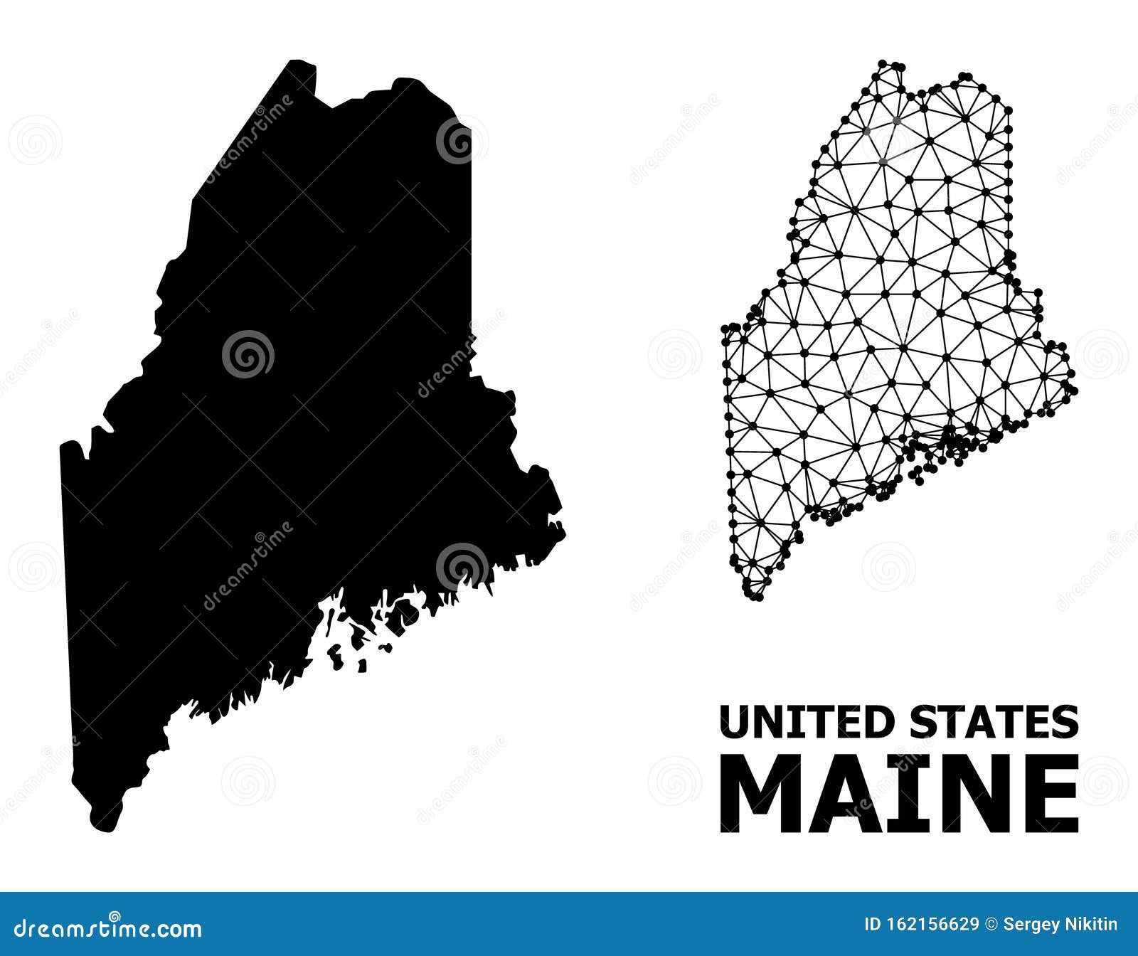 Solid and Network Map of Maine State Stock Vector - Illustration of ...