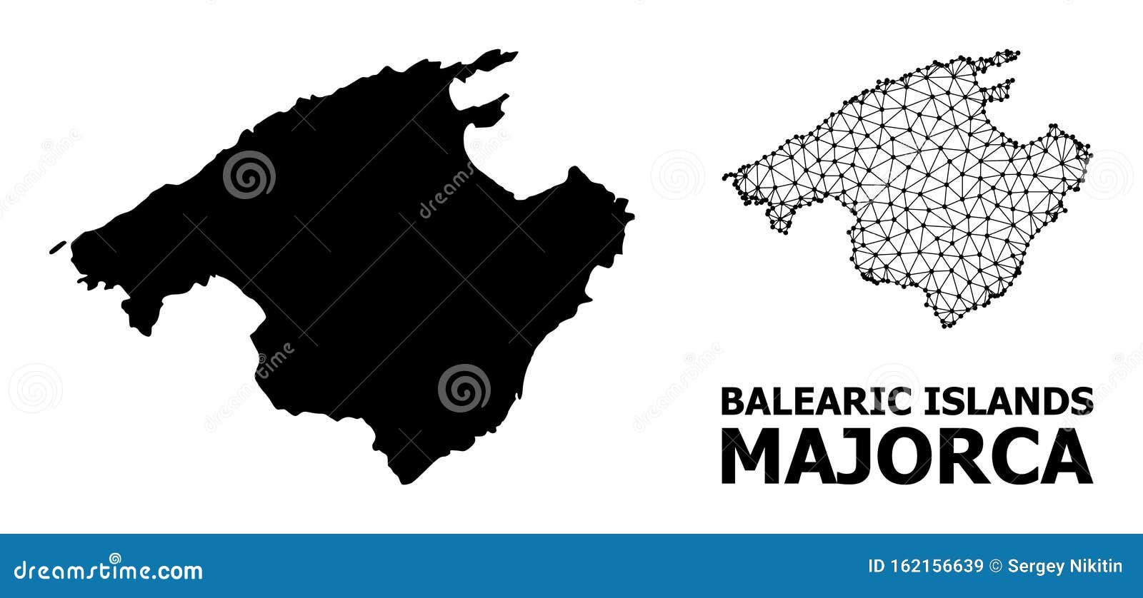 Solid and Network Map of Majorca Stock Vector - Illustration of linear ...