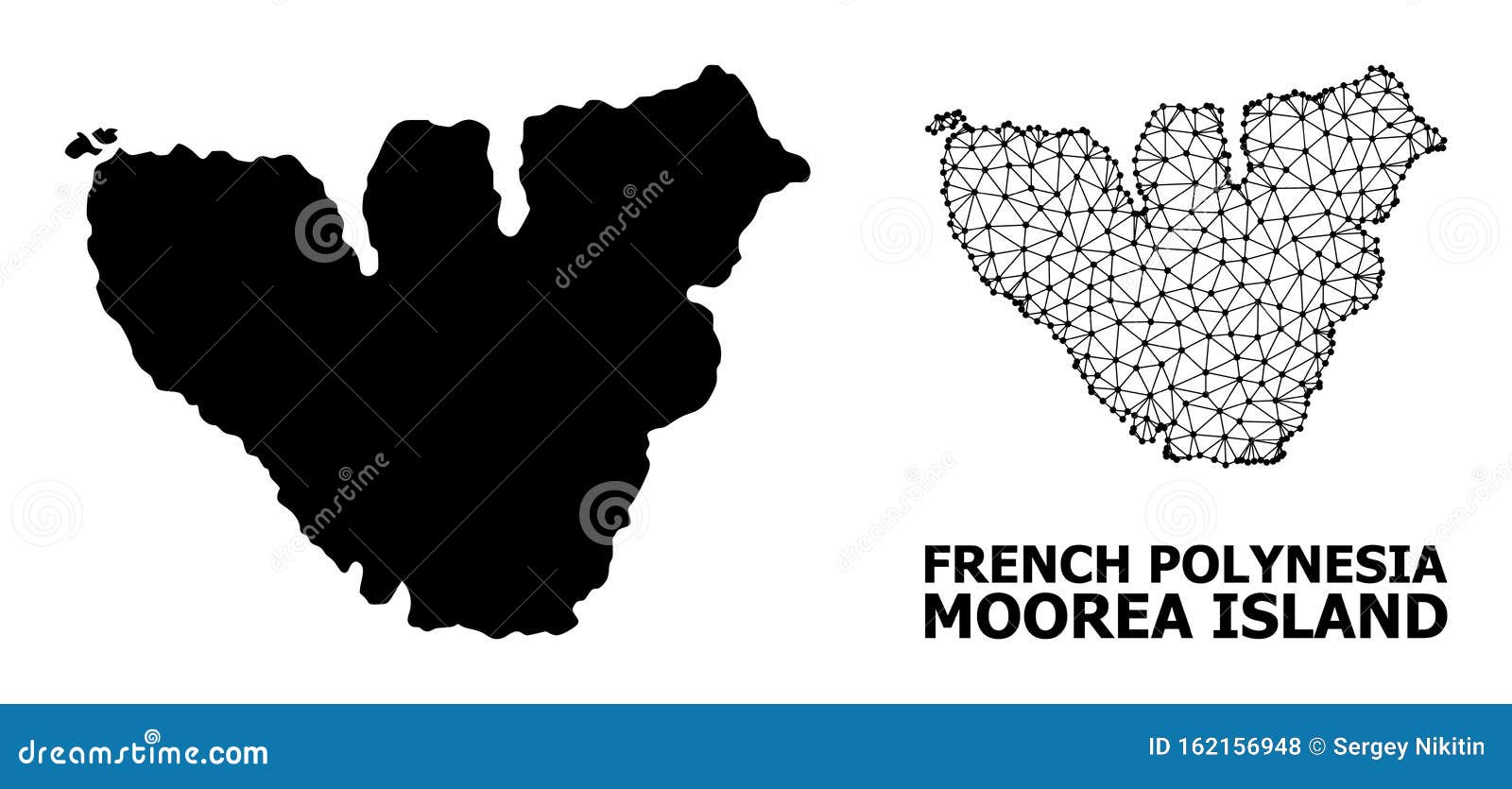 Solid and Network Map of Moorea Island Vector Illustratie ...