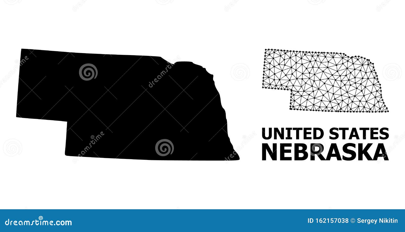 Solid and Network Map of Nebraska State Stock Vector - Illustration of ...