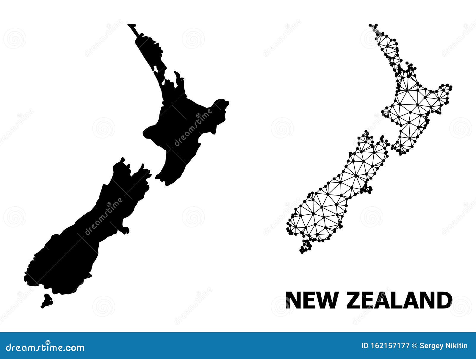 Solid and Network Map of New Zealand Stock Vector - Illustration of ...