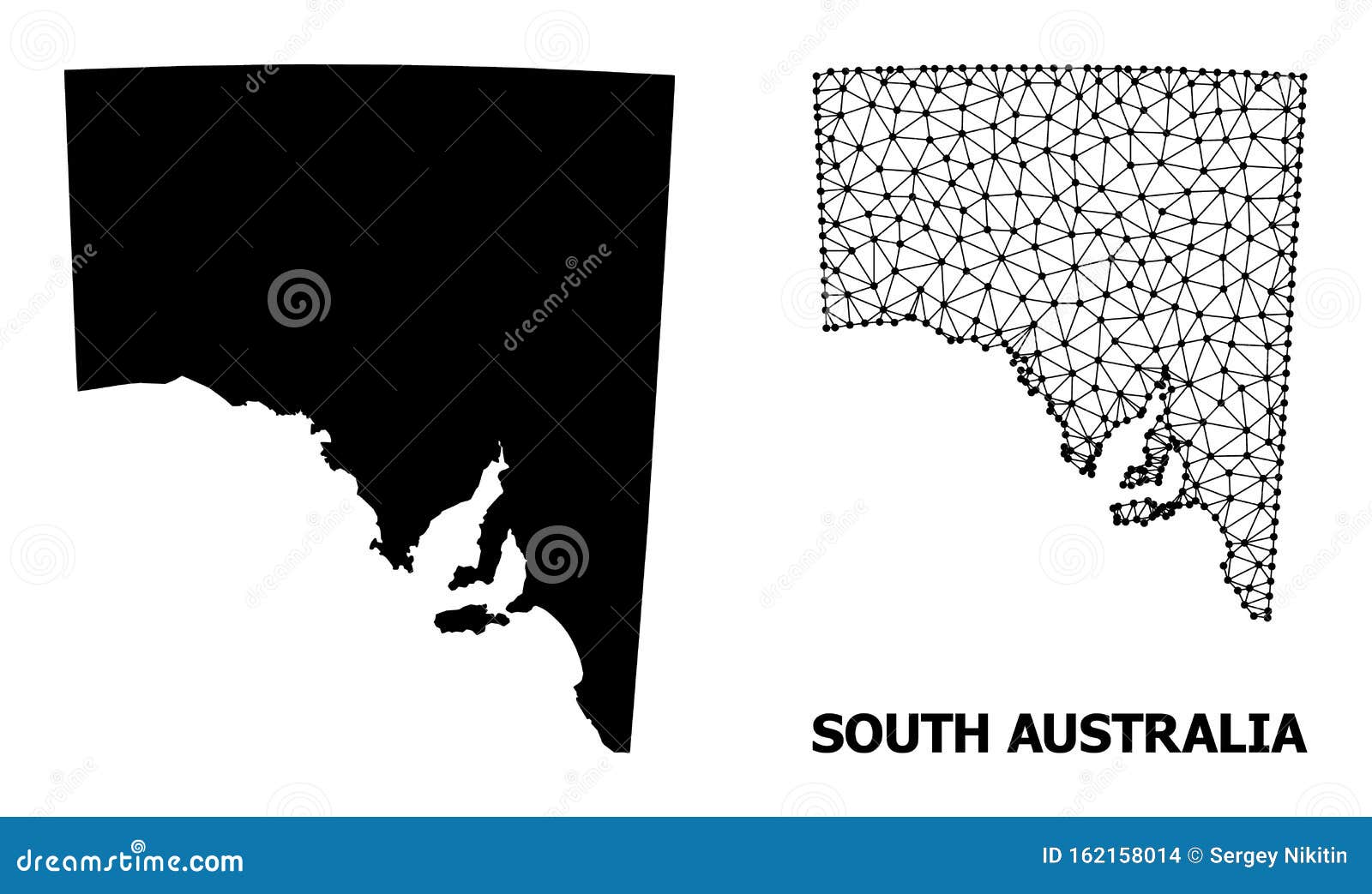 Solid And Network Map Of South Australia Vector Illustration ...
