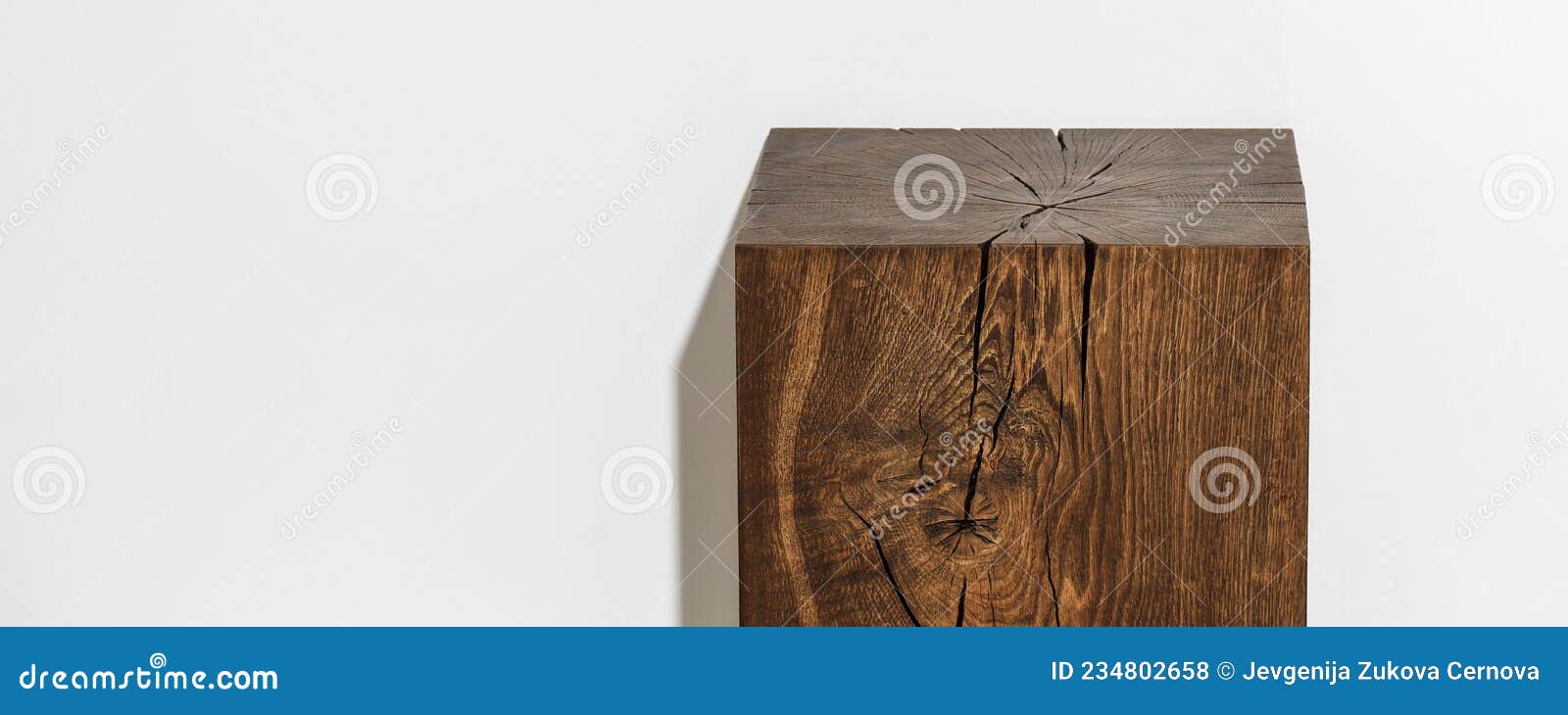 Solid Oak Wood Stump Against White Wall. Wood Coffee Table. Stock Photo ...
