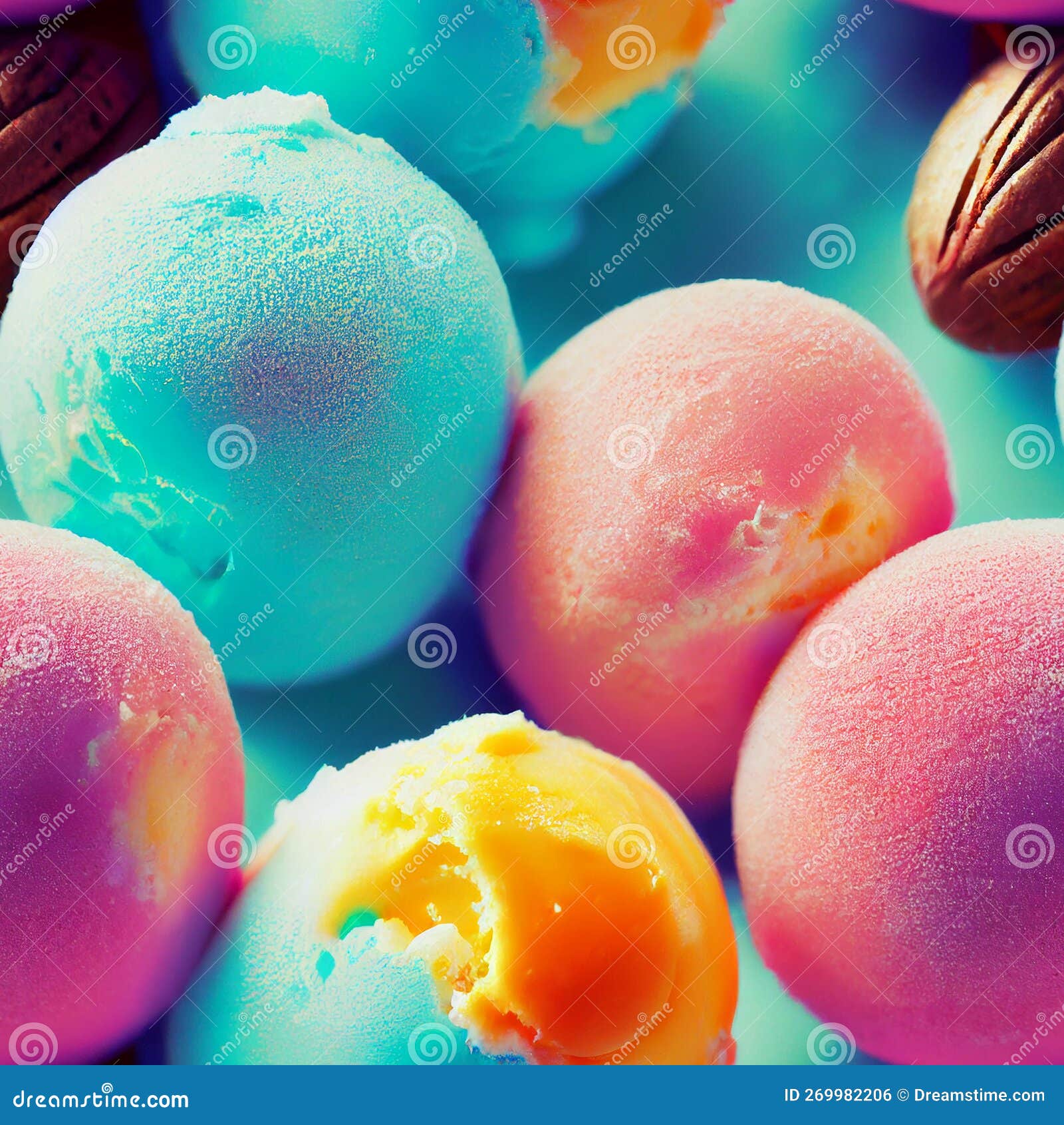 A Solid Pattern of Balls of Multicolored Ice Cream. Stock Photo - Image ...