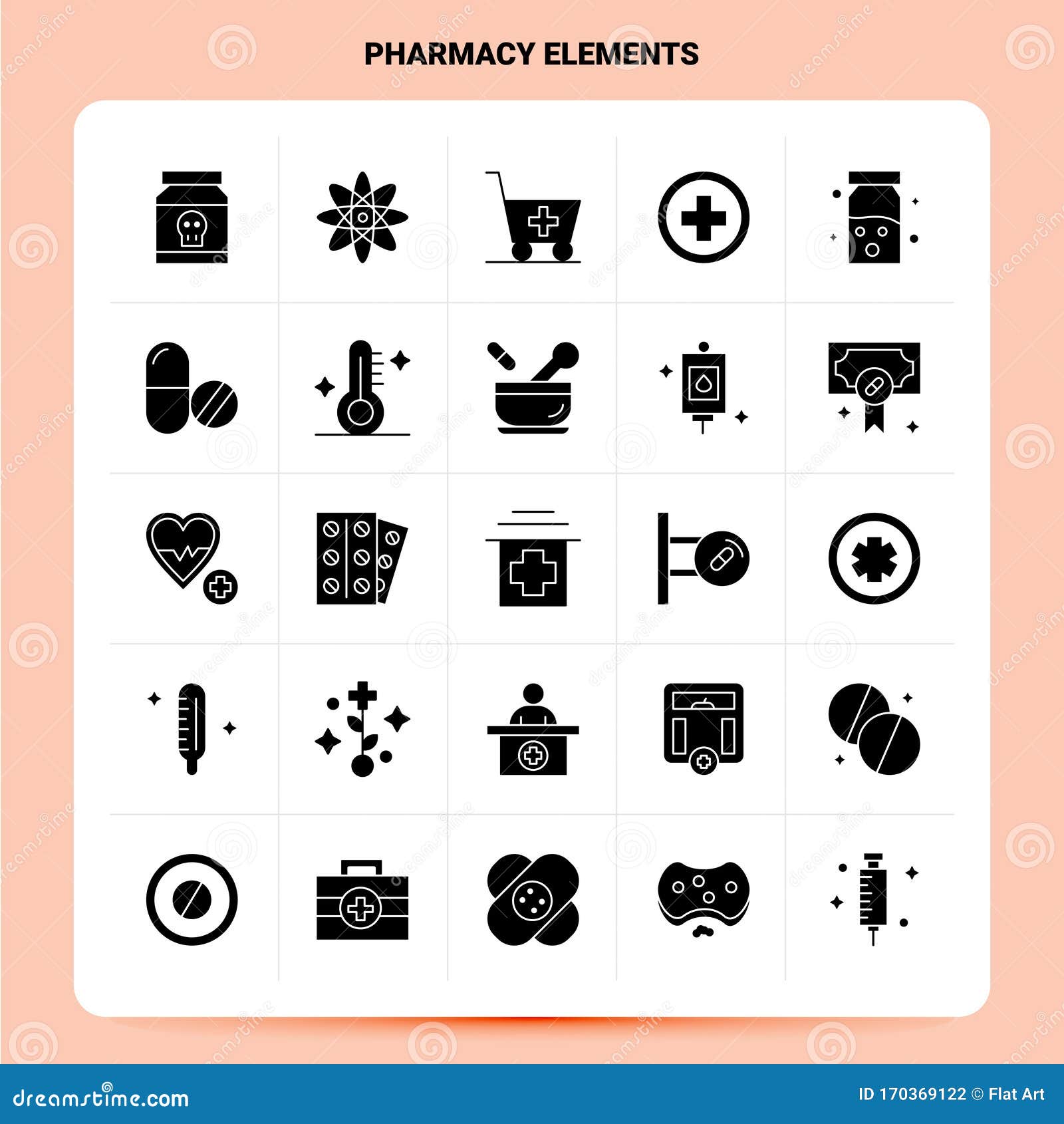 Solid 25 Pharmacy Elements Icon Set. Vector Glyph Style Design Black ...