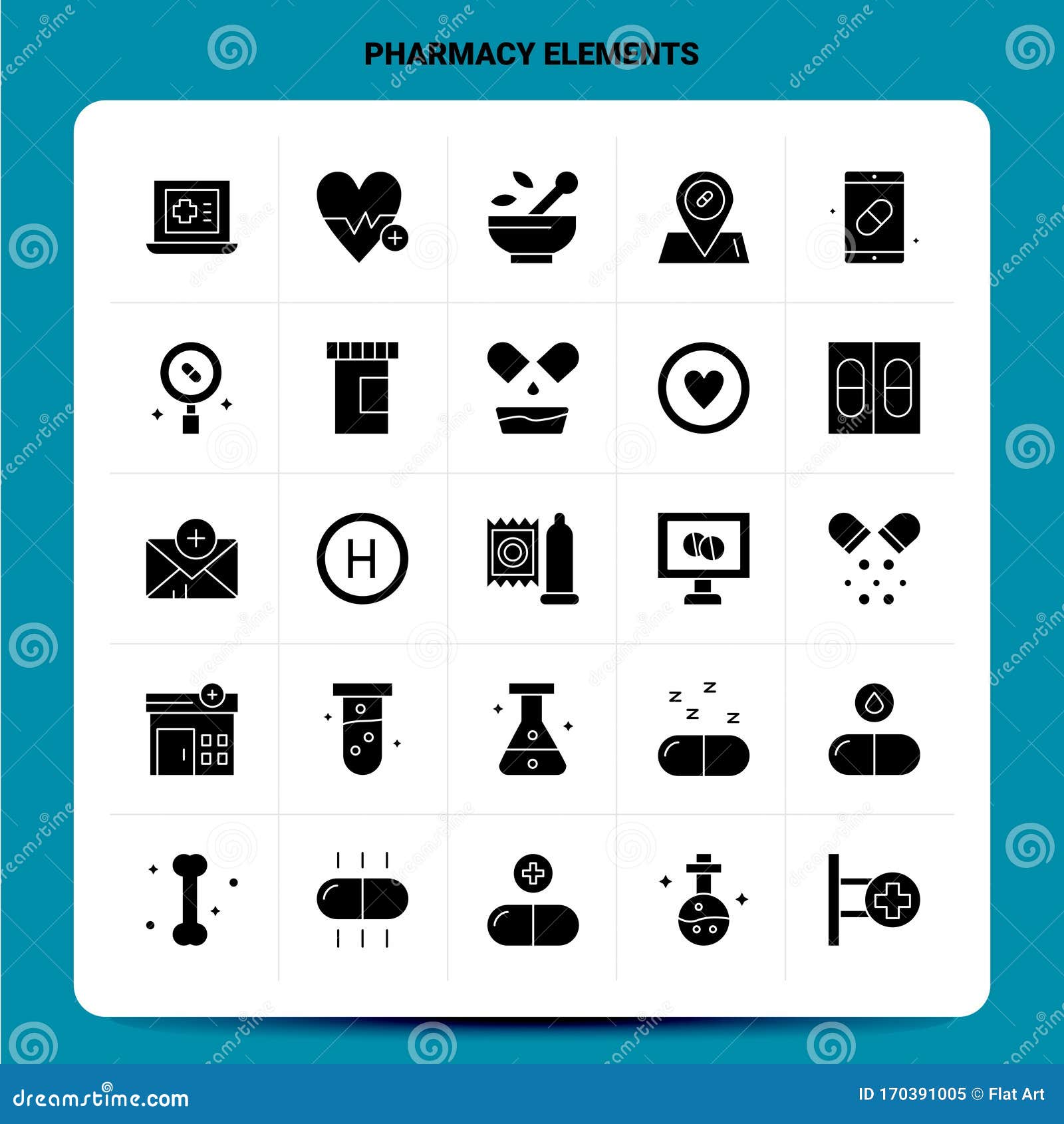 Solid 25 Pharmacy Elements Icon Set. Vector Glyph Style Design Black ...