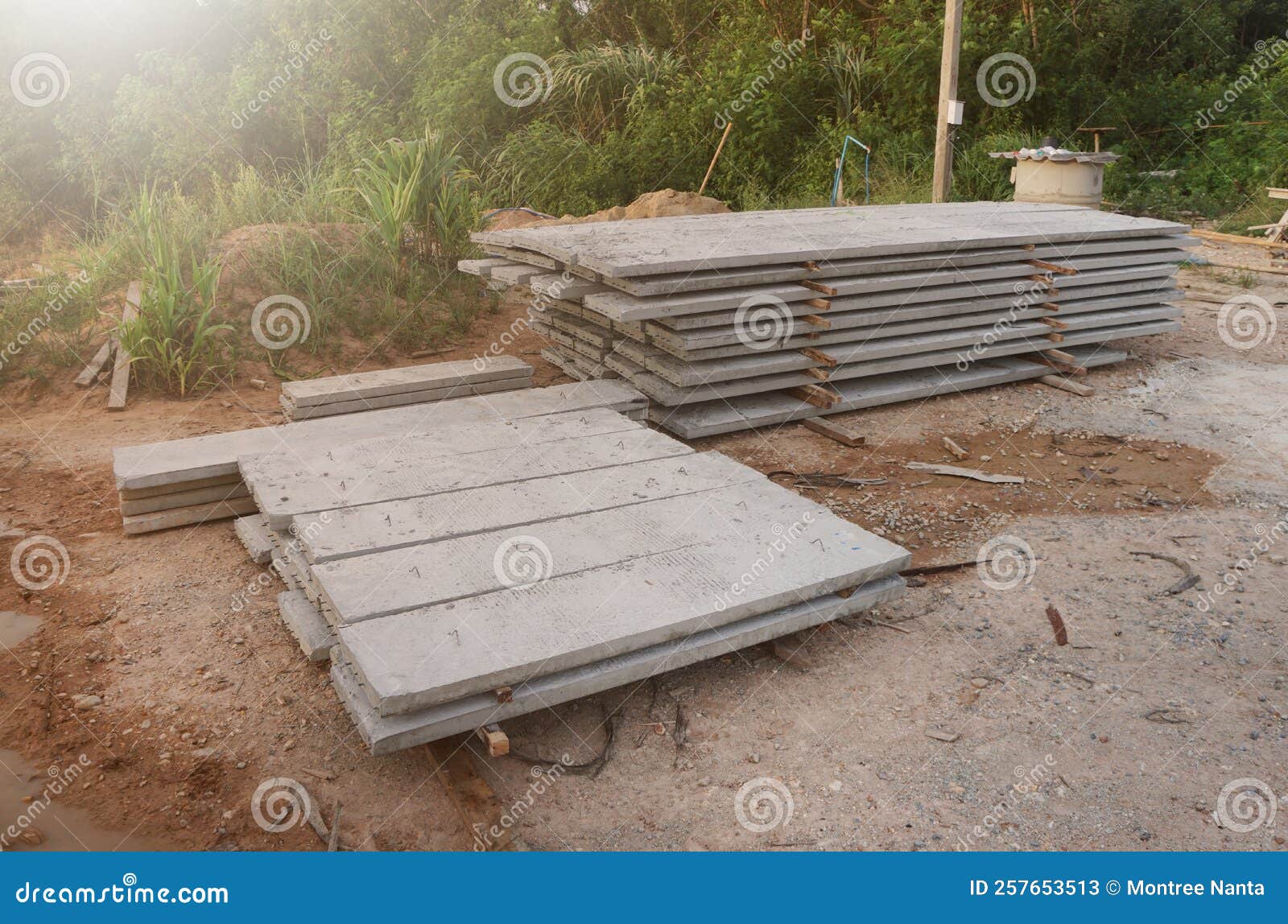 Stacked Concrete Plank Panel on Construction Site. Stock Image - Image ...