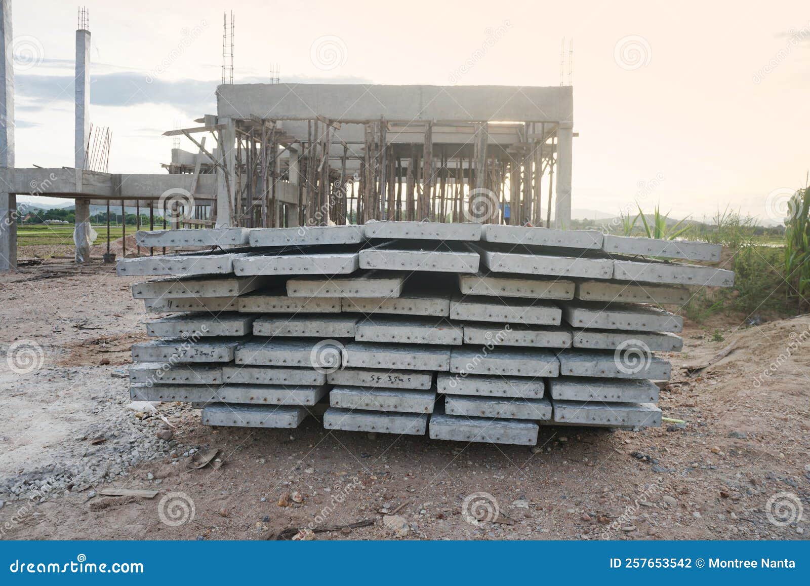 Stacked Concrete Plank Panel on Construction Site. Stock Photo - Image ...