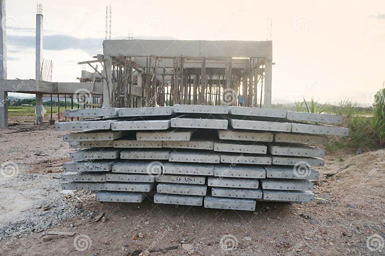 Stacked Concrete Plank Panel on Construction Site. Stock Photo - Image ...