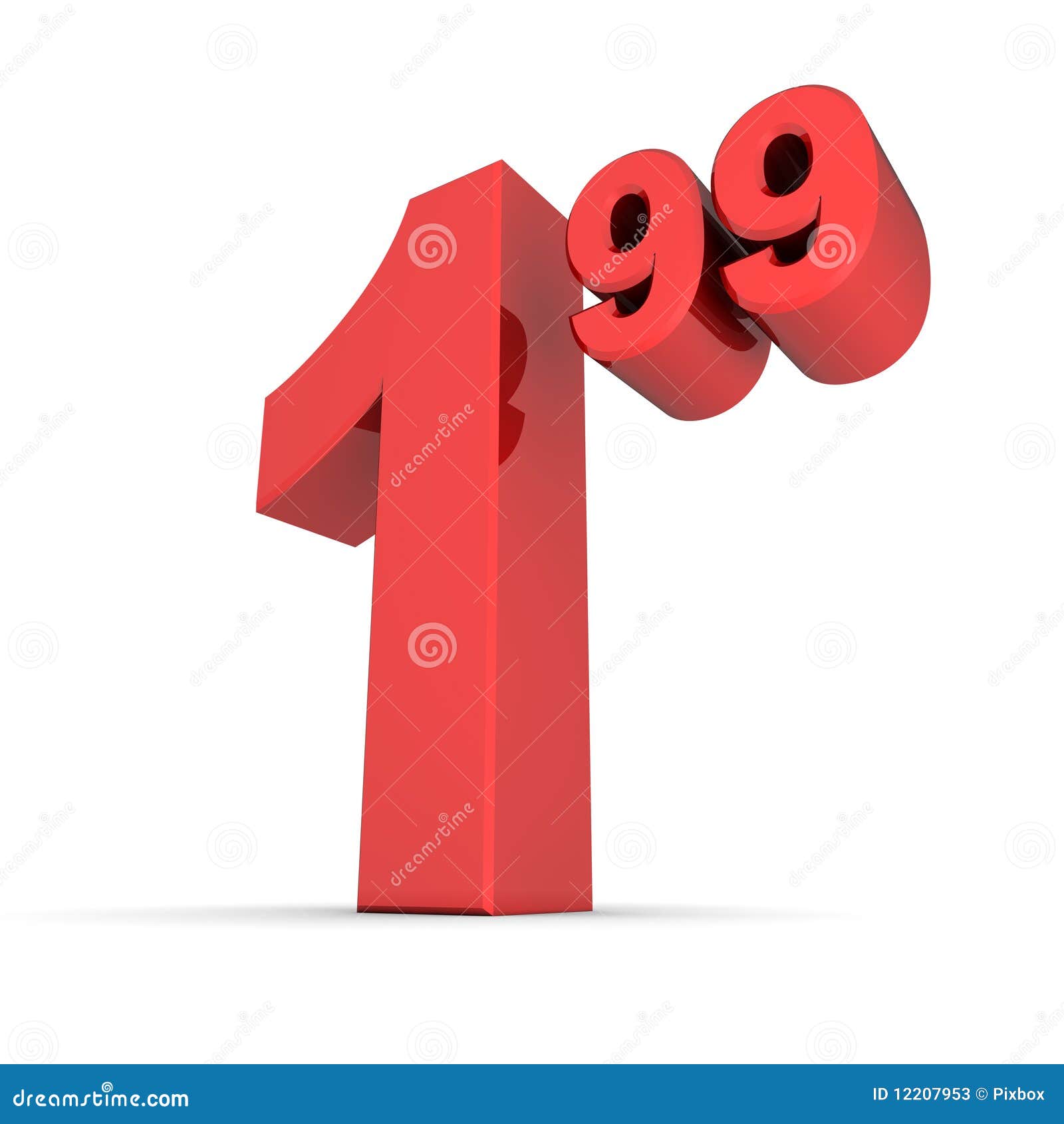 Solid Price Tag Number 1.99 - Shiny Red Stock Illustration ...