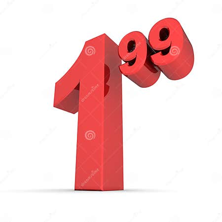Solid Price Tag Number 1.99 - Shiny Red Stock Illustration ...