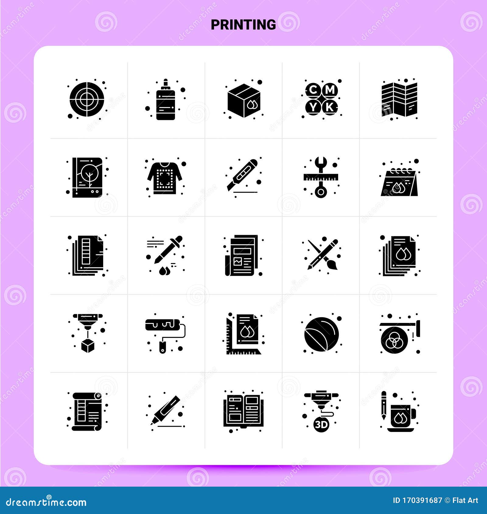Solid 25 Printing Icon Set. Vector Glyph Style Design Black Icons Set ...