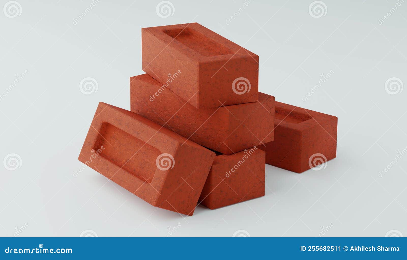 Solid Red Clay Bricks For Construction Isolated On White Background ...