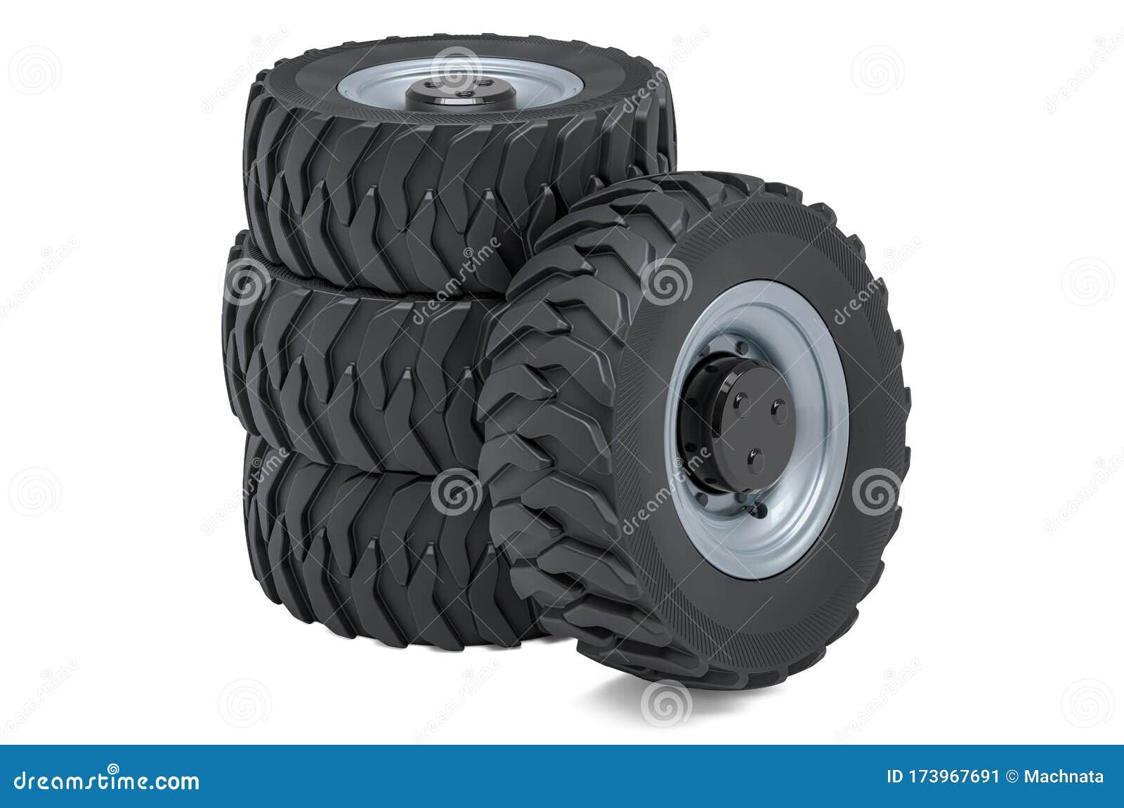 Solid Resilient Wheels for Forklifts or Trucks, 3D Rendering Stock ...
