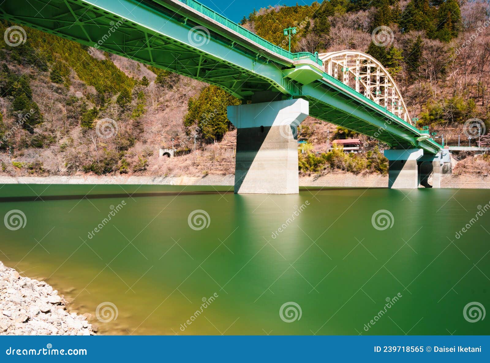 Solid-Ribbed Arched Bridge Over Lake Okutama, Japan Stock Image - Image ...