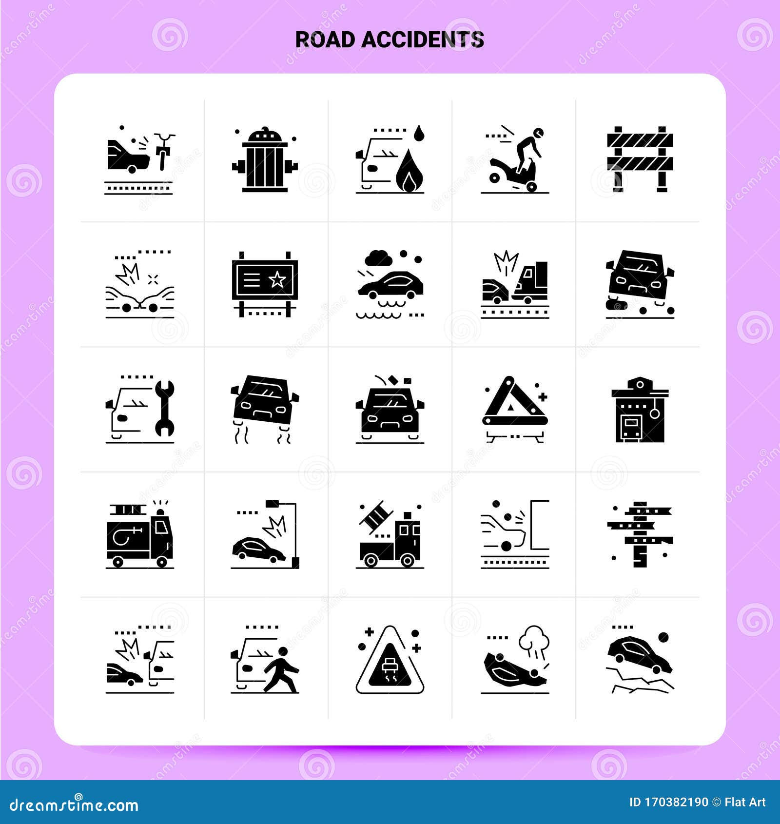Solid 25 Road Accidents Icon Set. Vector Glyph Style Design Black Icons ...