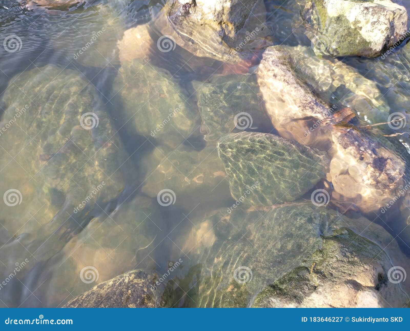 Solid Rock Hit by the Flow of Water in a River. Stock Image - Image of ...