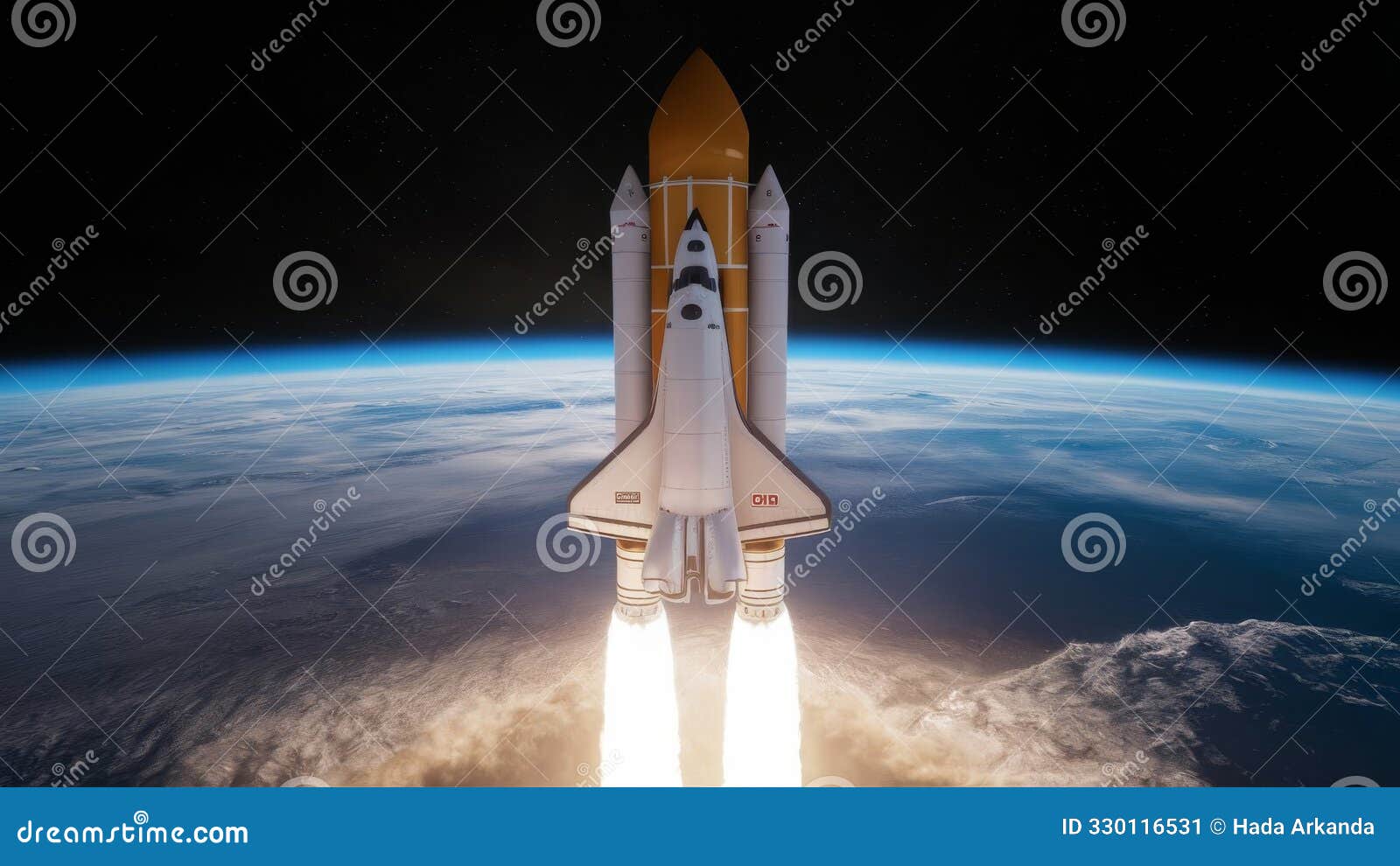 Solid Rocket Boosters Separate From Space Shuttle In The Stratosphere Royalty-Free Stock ...