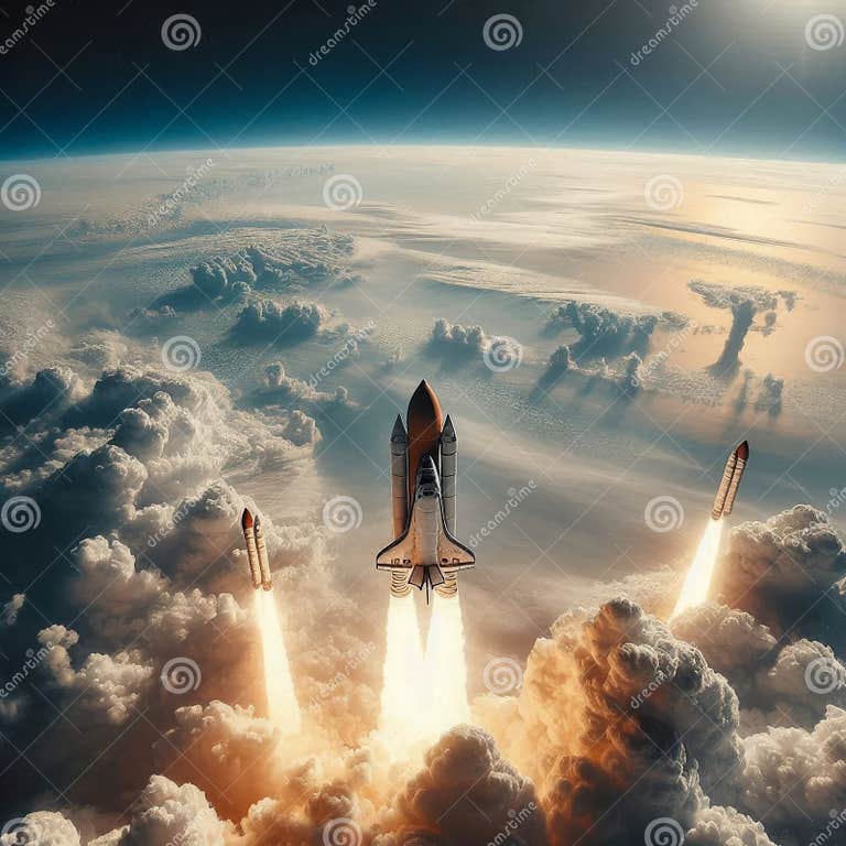 Solid Rocket Boosters Separate from Space Shuttle in the Stratosphere ...