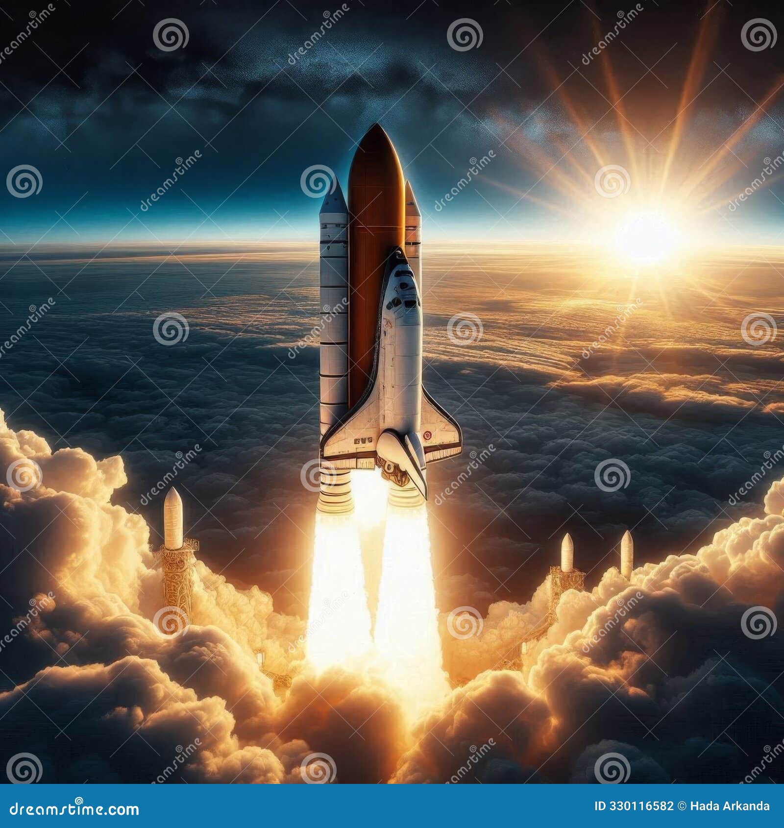 Solid Rocket Boosters Separate From Space Shuttle In The Stratosphere ...