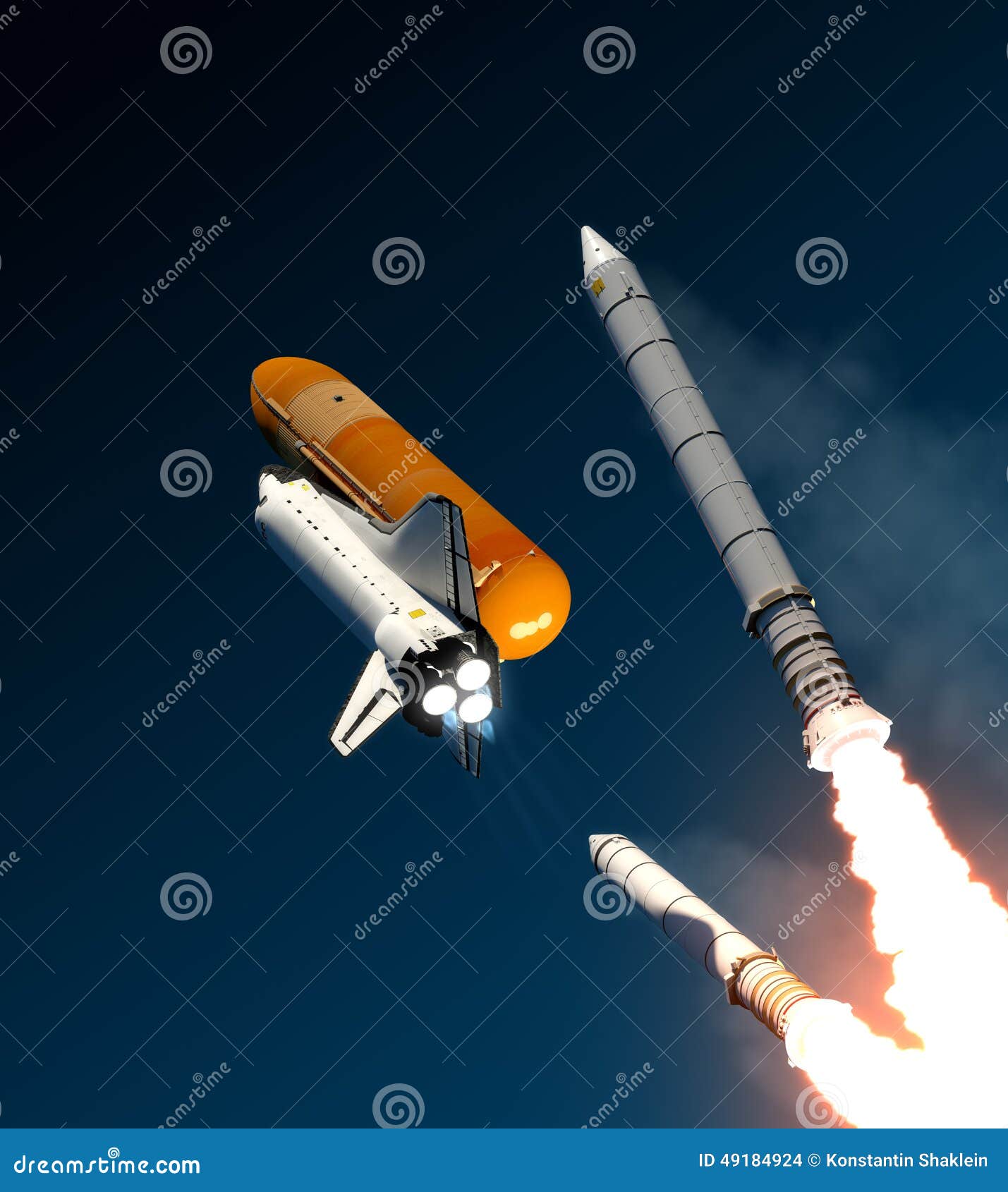 Solid Rocket Busters Detached Stock Illustration - Illustration of ...