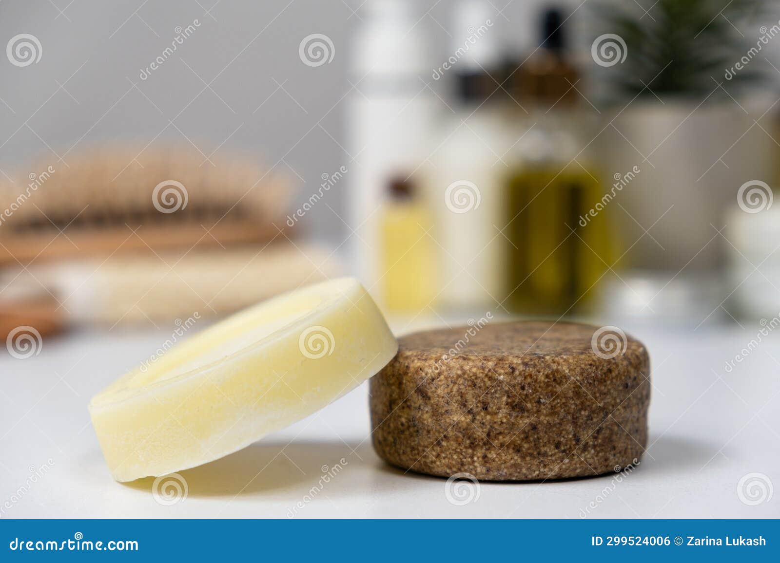 Solid Shampoos for Hair Care. Natural Handmade Cosmetics Made from Oils and Plants. Stock Photo ...