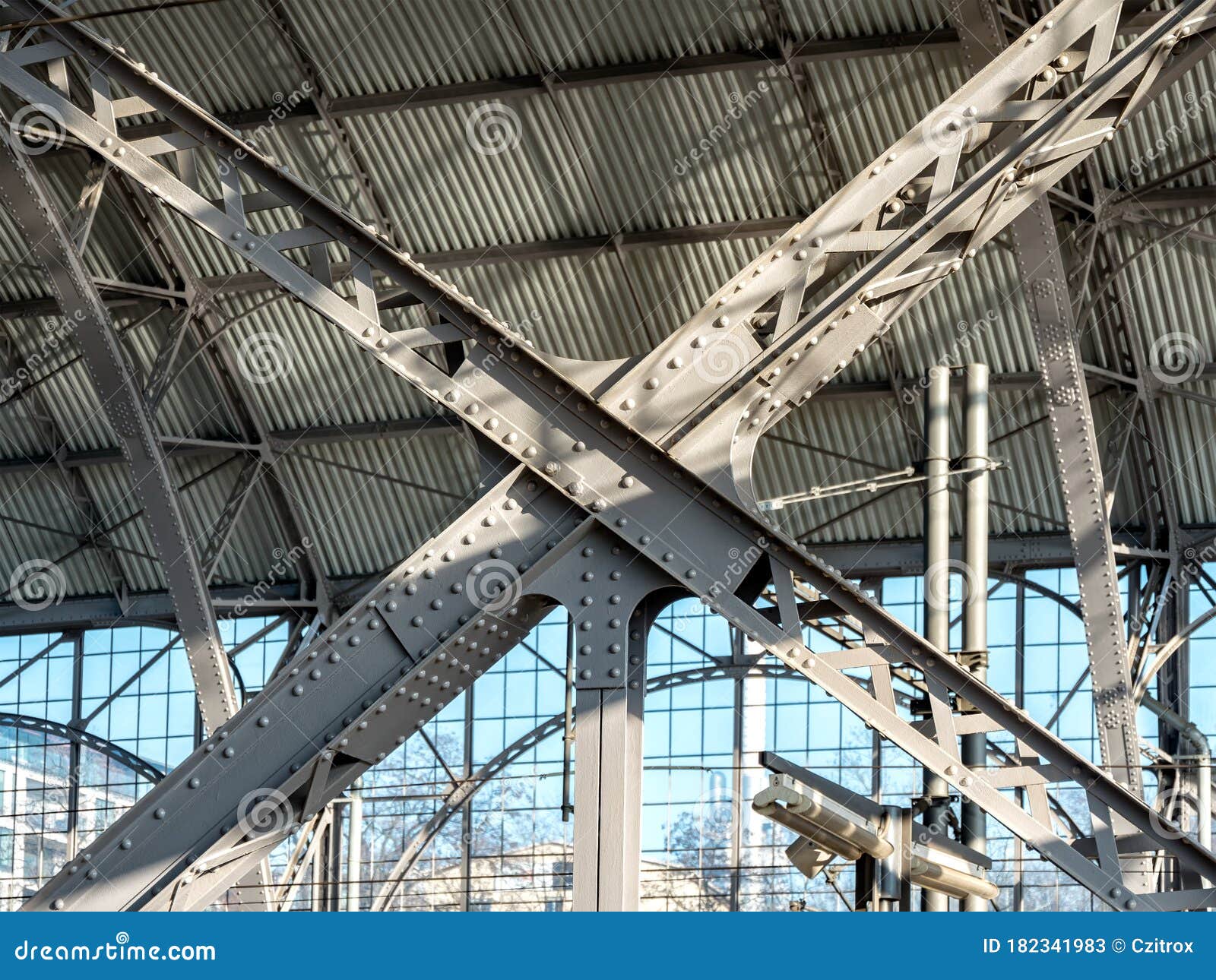 Solid X-Shaped Steel Construction, Part of a Train Station Hall ...