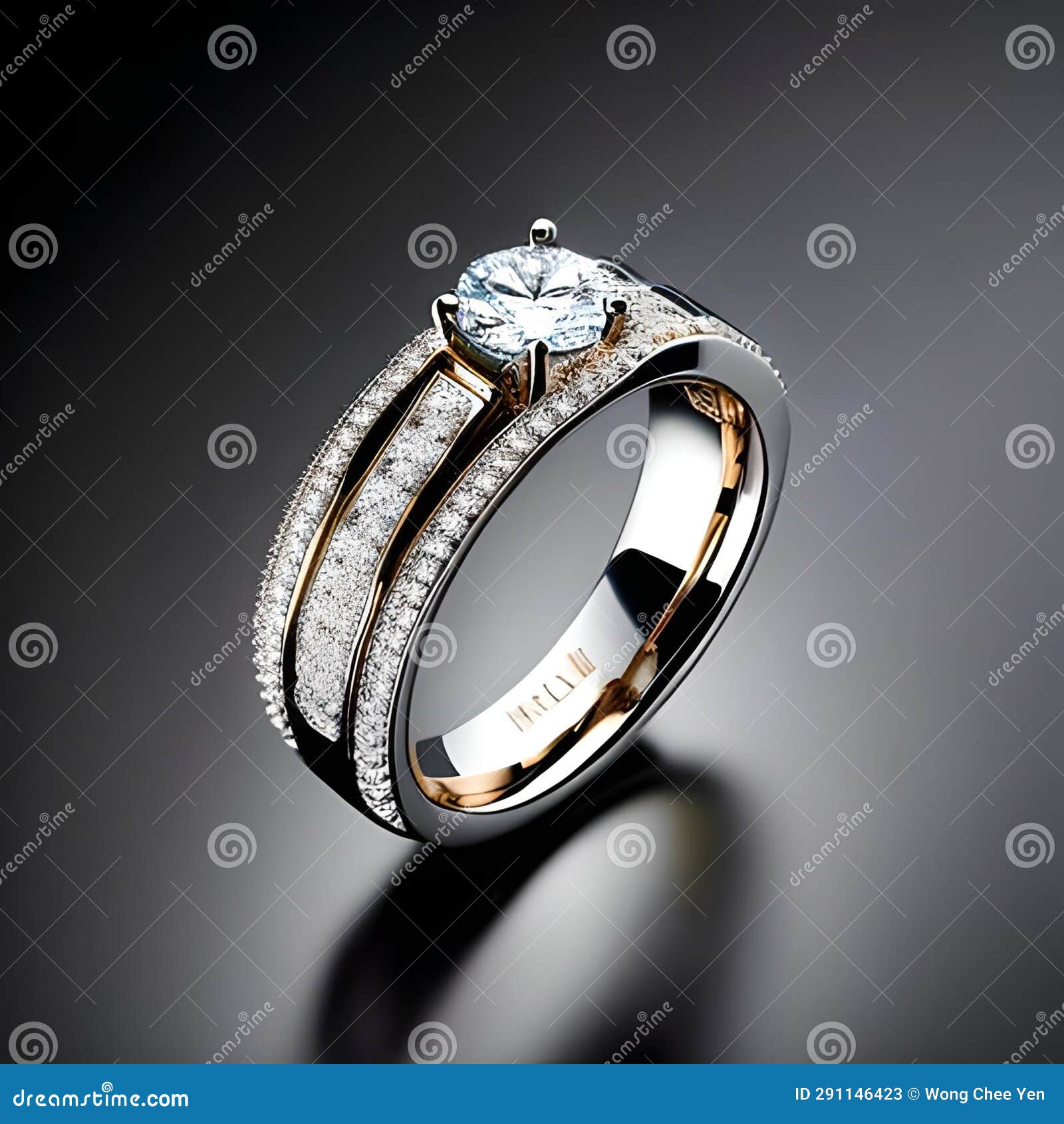 Solid Solitaire Diamond Rows Ring Dark Backdrop Surface Stock ...