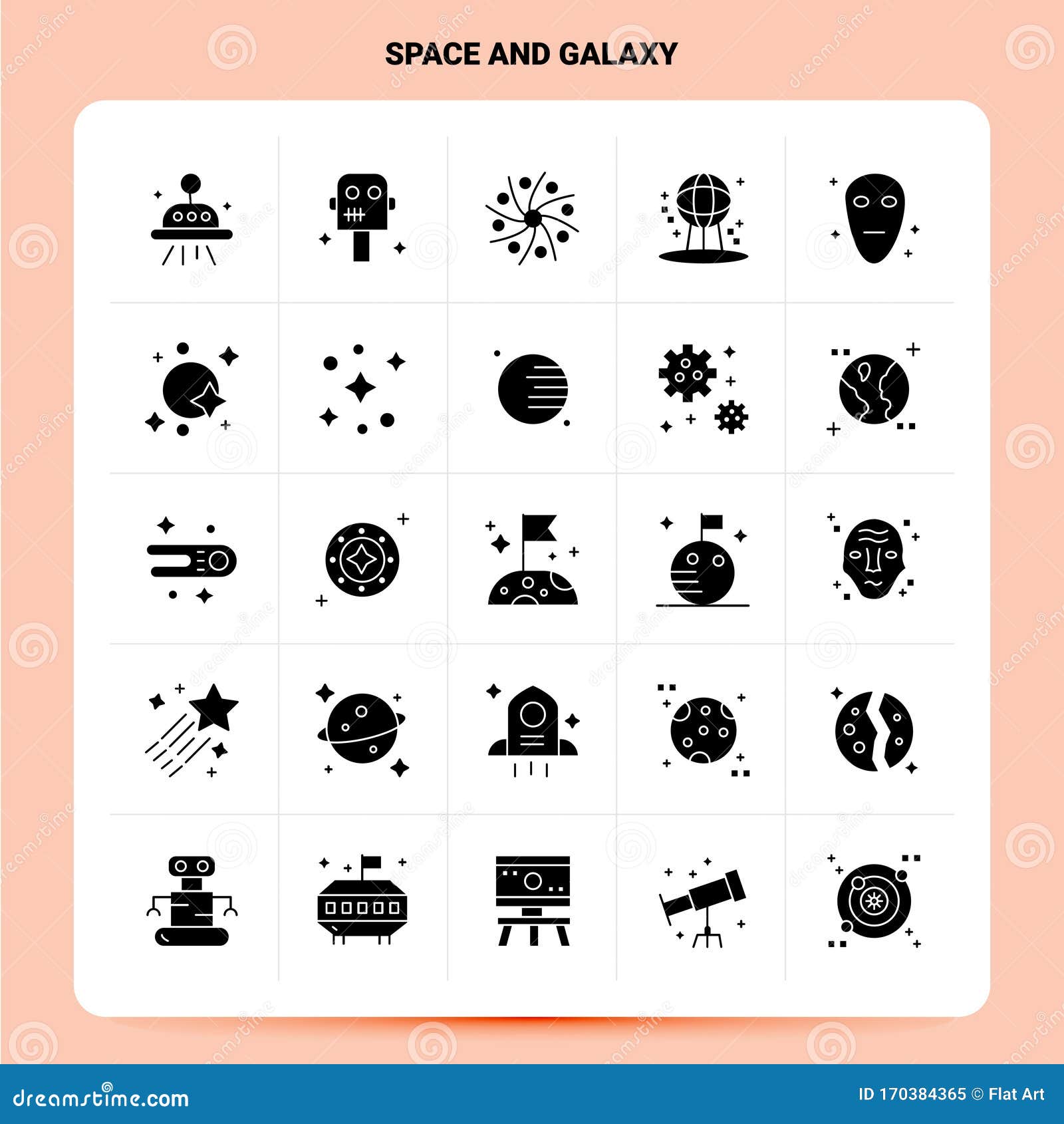 Solid 25 Space and Galaxy Icon Set. Vector Glyph Style Design Black ...