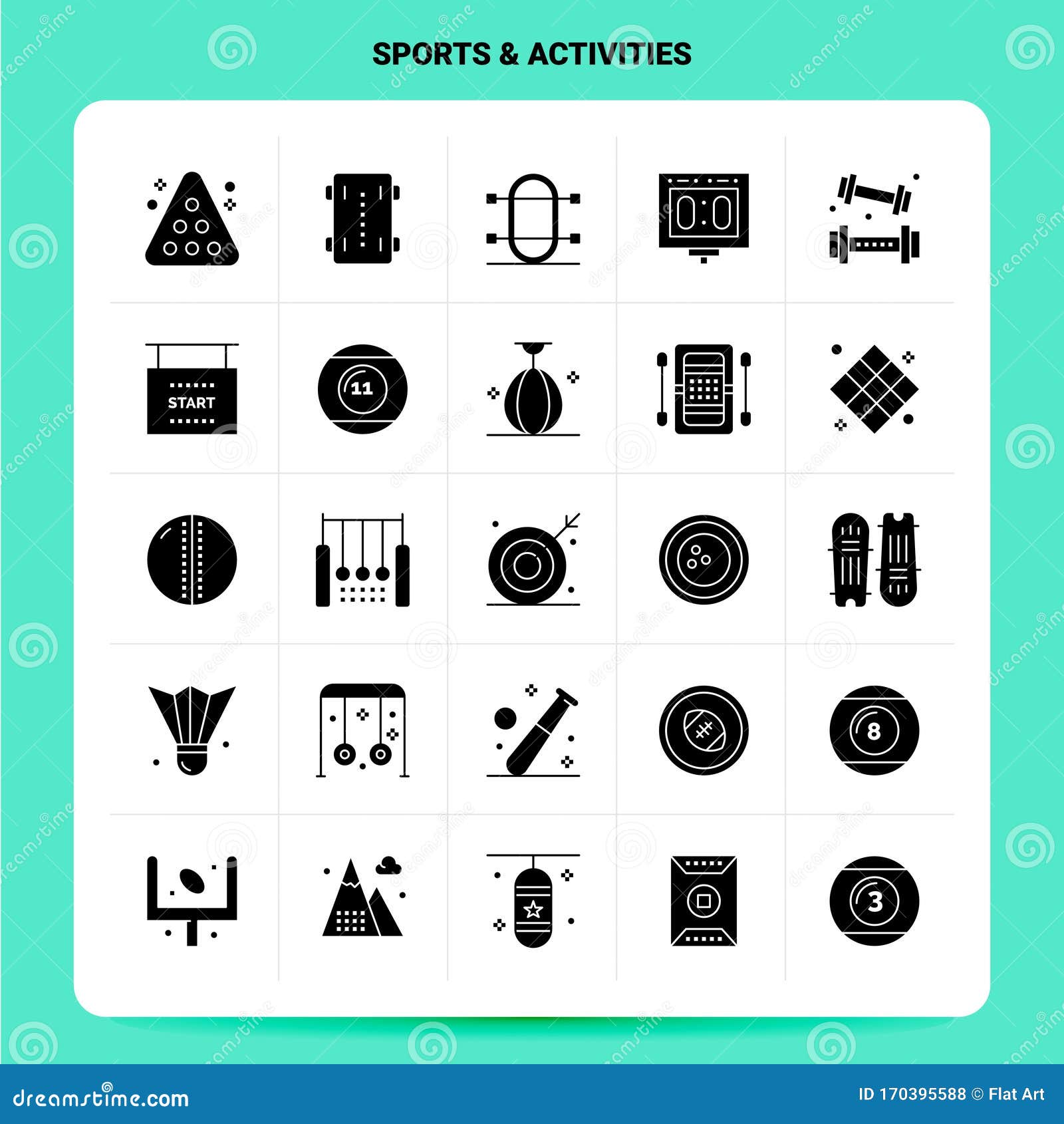 Solid 25 Sports & Activities Icon Set. Vector Glyph Style Design Black ...