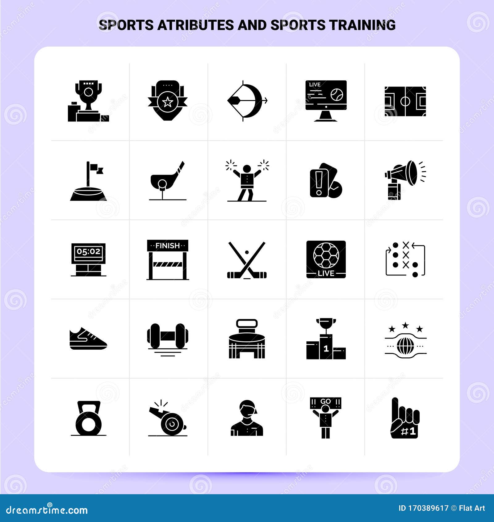 Solid 25 Sports Atributes and Sports Training Icon Set. Vector Glyph ...