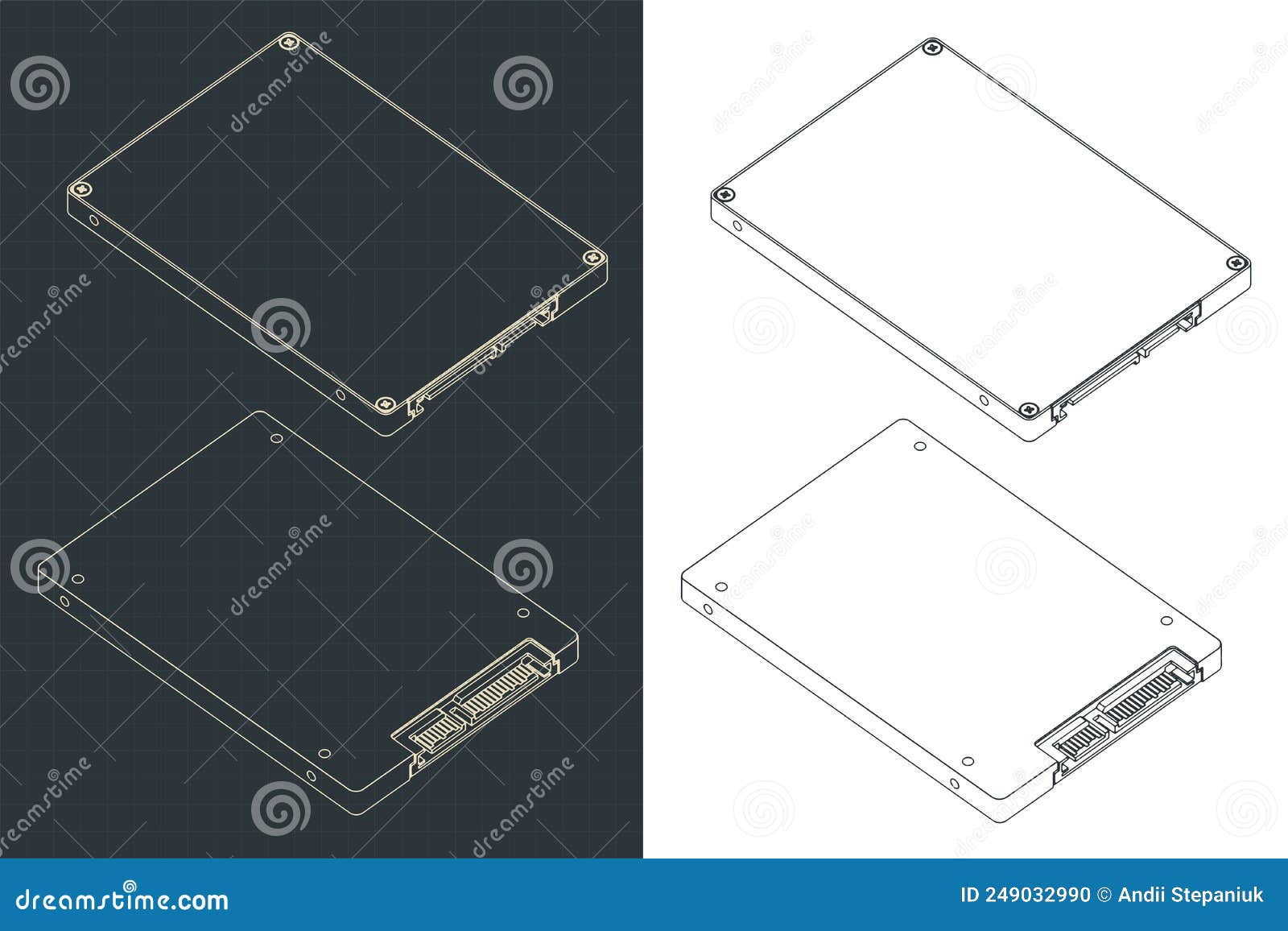 Solid State Drive Isometric Drawings Stock Vector - Illustration of ...