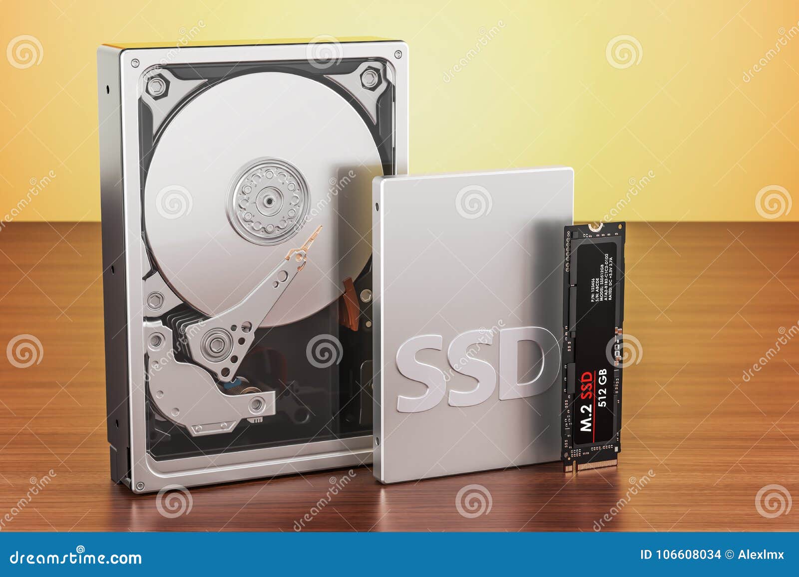 Solid State Drive SSD, Hard Disk Drive HDD and M2 SSD on the Woo Stock ...