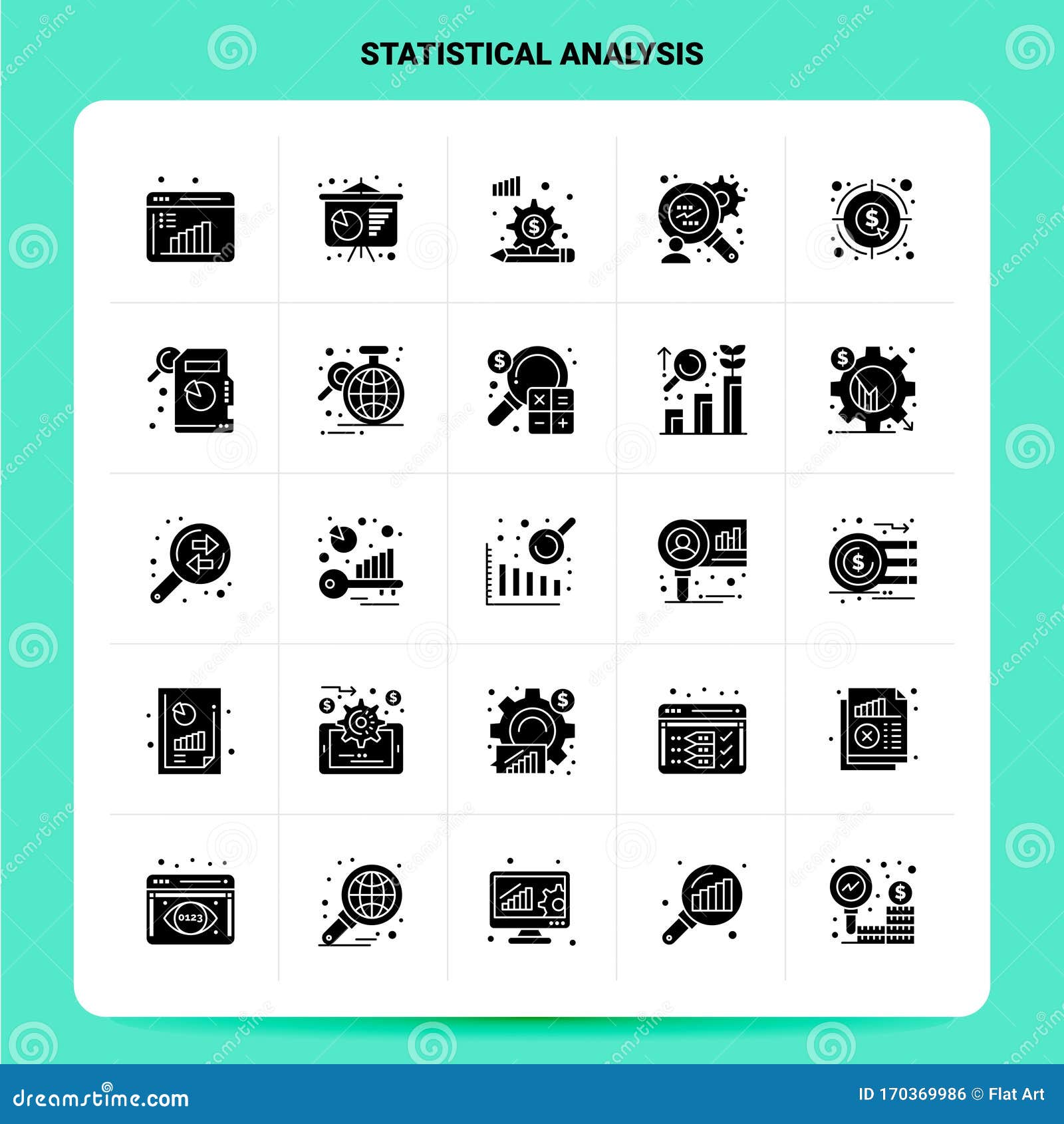 Solid 25 Statistical Analysis Icon Set. Vector Glyph Style Design Black ...