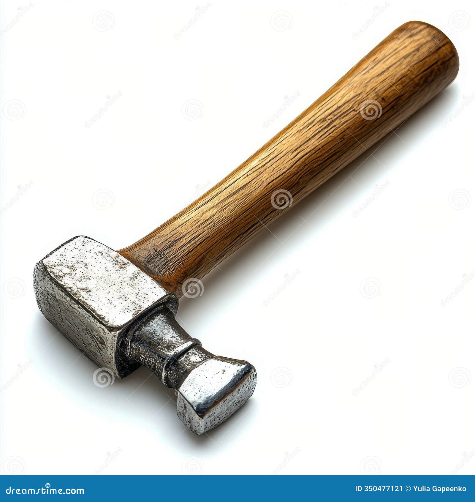 Solid Steel Hammer with a Wooden Handle Resting on a Neutral Background ...
