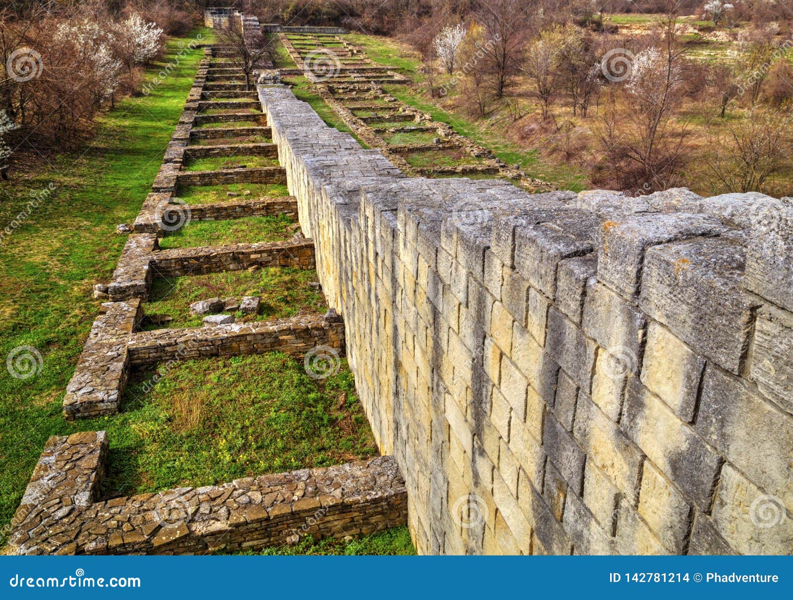 Stone Wall and Ruins of Ancient Fortress Stock Photo - Image of aged ...