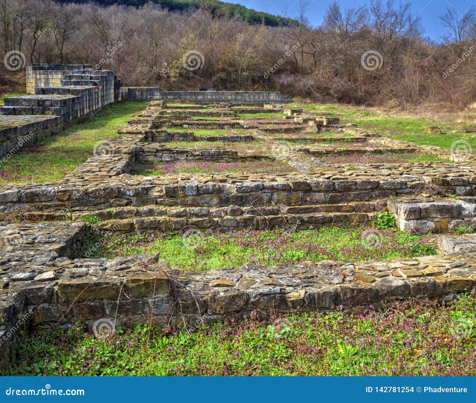 Stone Wall and Ruins of Ancient Fortress Stock Photo - Image of aged ...