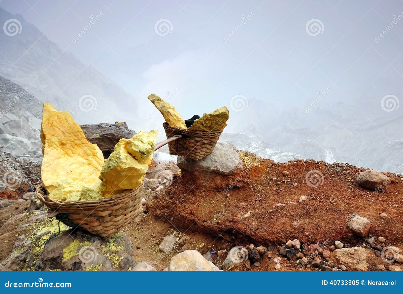 Solid Sulfur Chunk in a Basket Waiting To Be Carried Out Stock Image ...