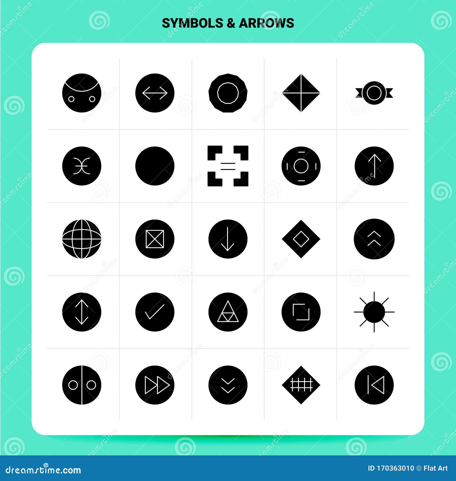 Solid 25 Symbols & Arrows Icon Set. Vector Glyph Style Design Black ...