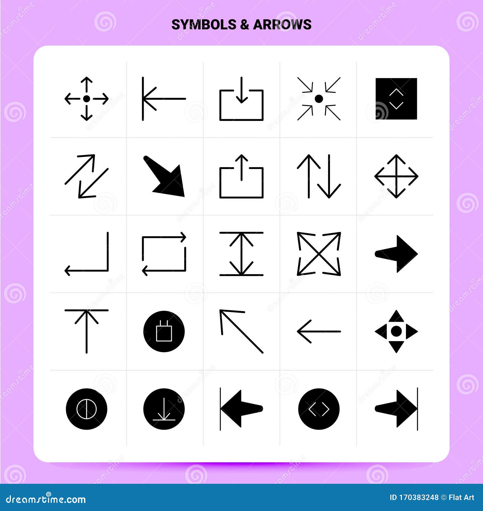 Solid 25 Symbols & Arrows Icon Set. Vector Glyph Style Design Black ...