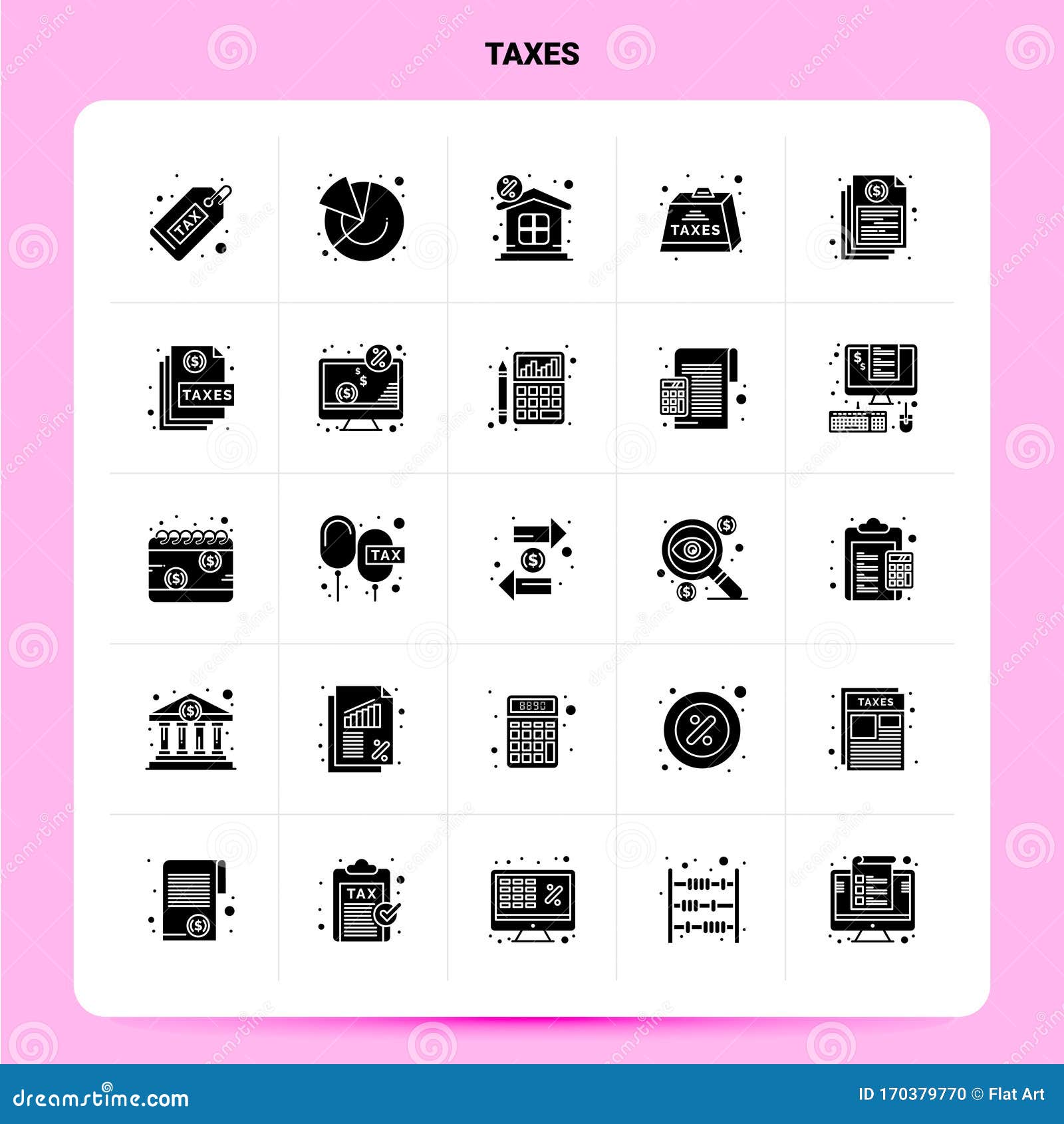 Solid 25 Taxes Icon Set. Vector Glyph Style Design Black Icons Set ...