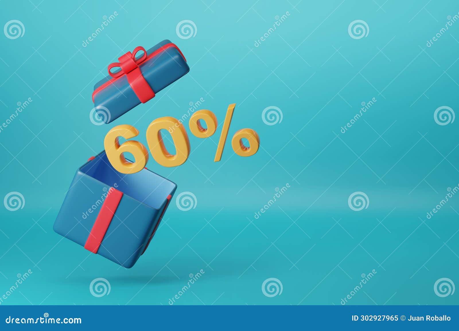 60 Solid Text Coming Out of a Gift Box with Copy Space. 3d Illustration ...