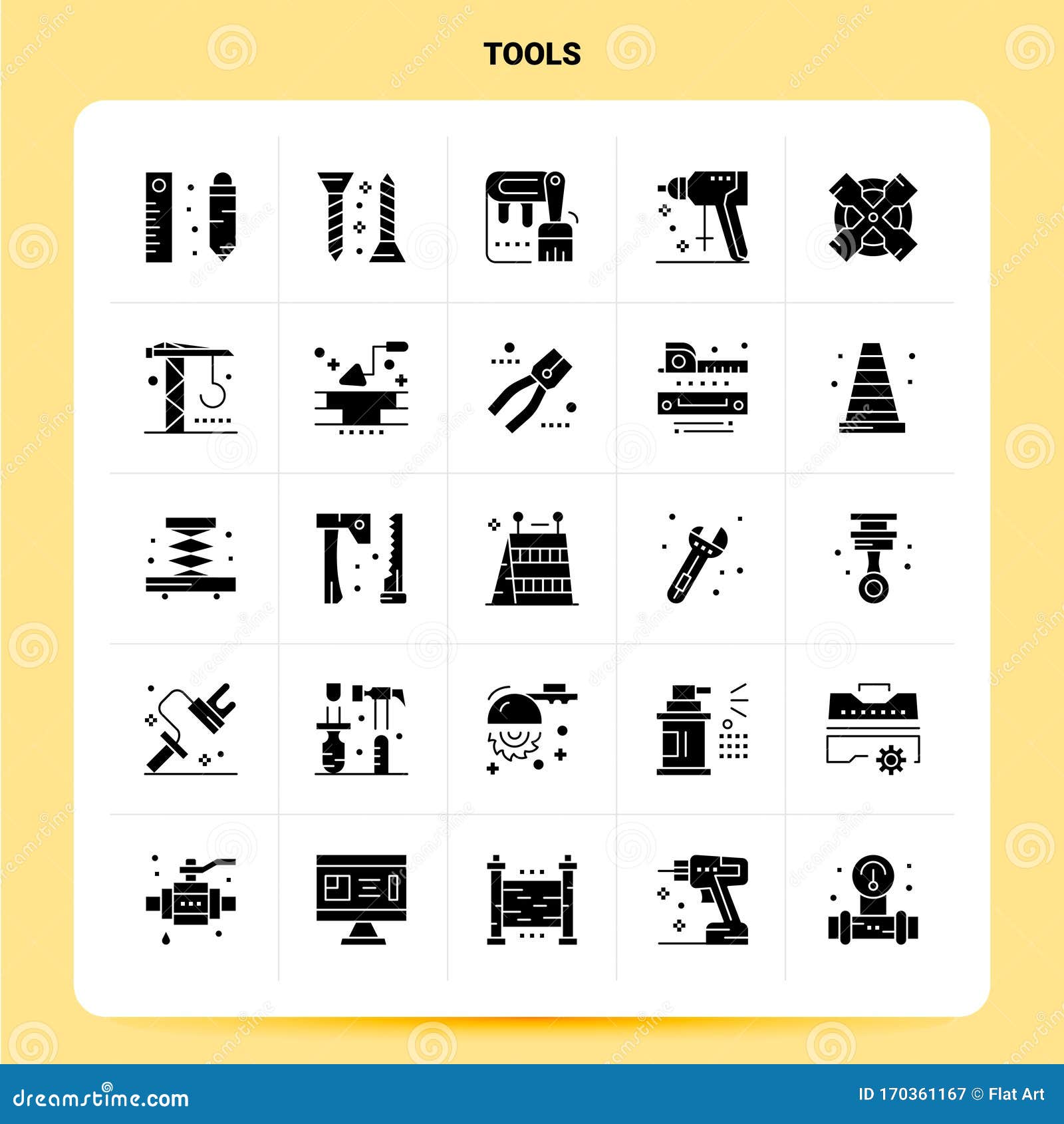 Solid 25 Tools Icon Set. Vector Glyph Style Design Black Icons Set ...