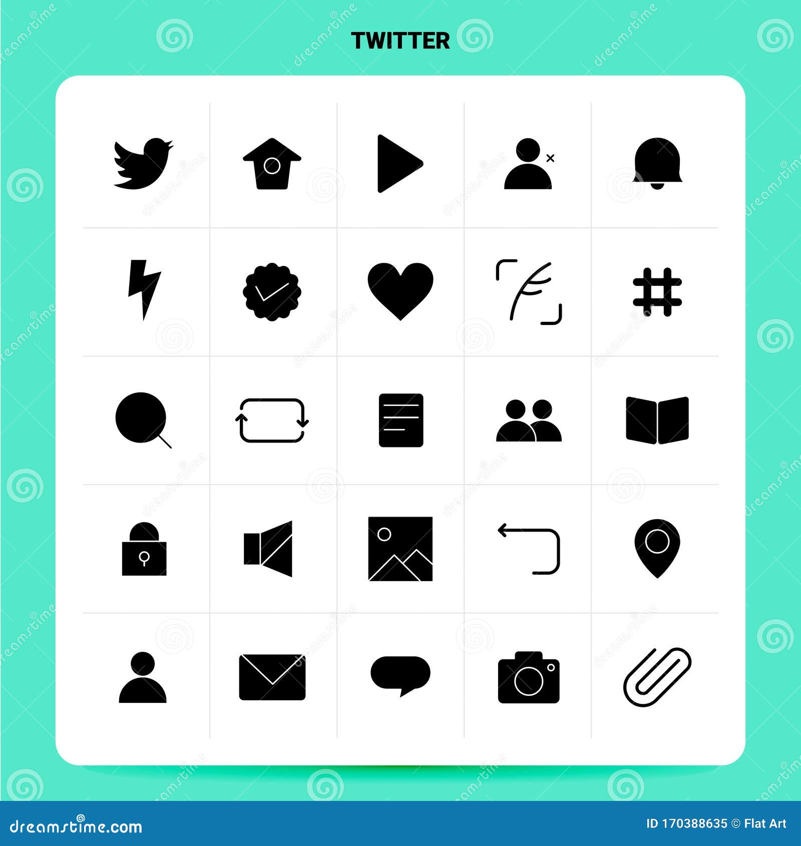 Solid 25 Twitter Icon Set. Vector Glyph Style Design Black Icons Set ...